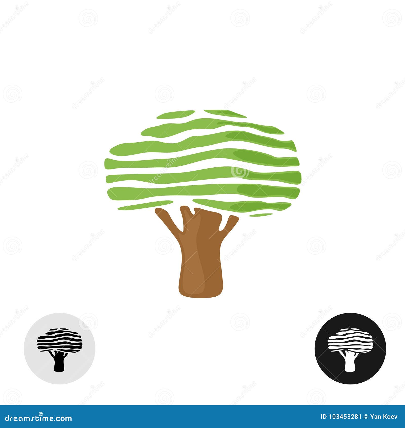 Oak Tree Logo Elegant Smooth Stripes Style Stock Vector - Illustration ...