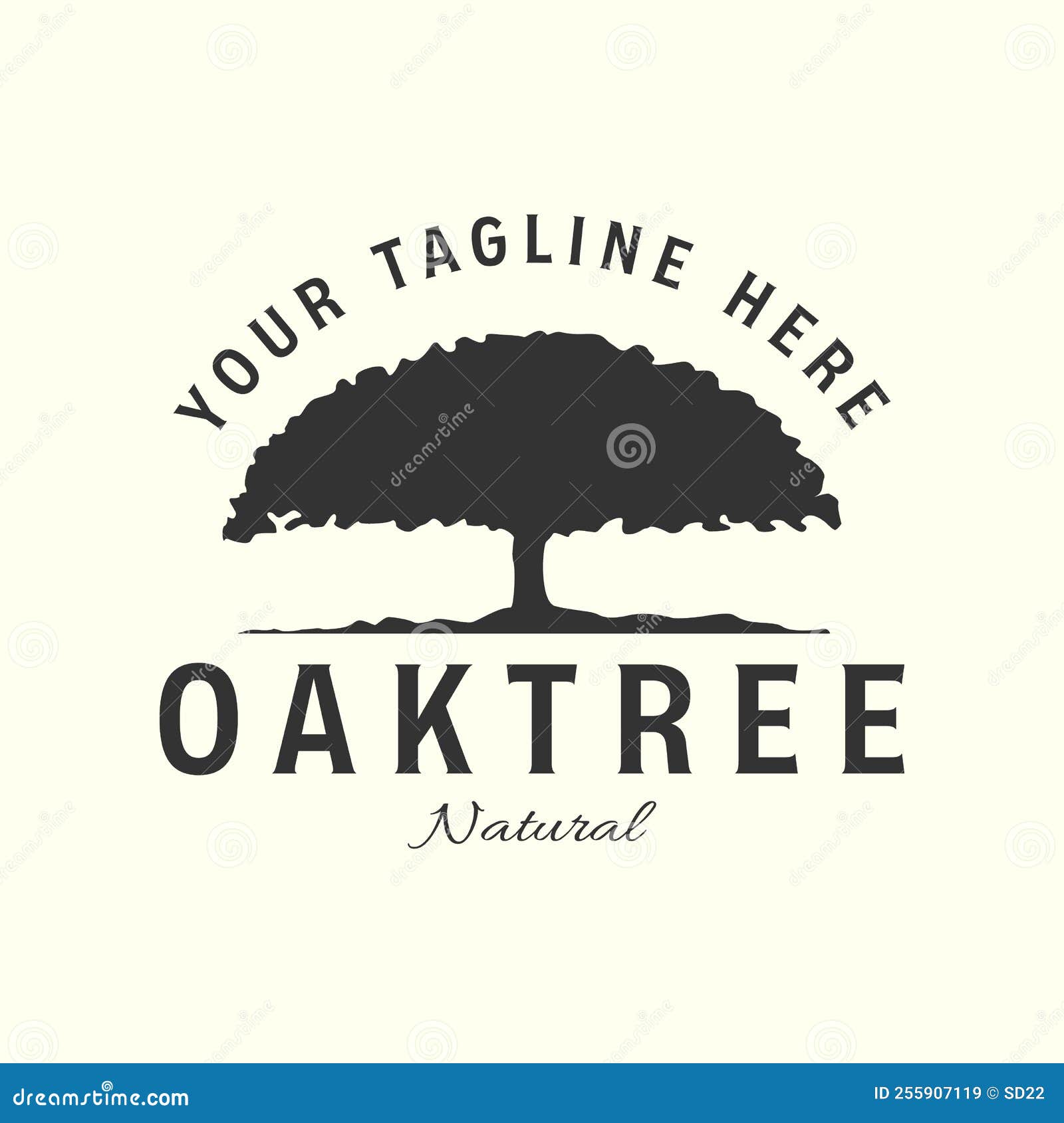 Oak Tree with Logo Vintage Vector Illustration Icon Template Design ...