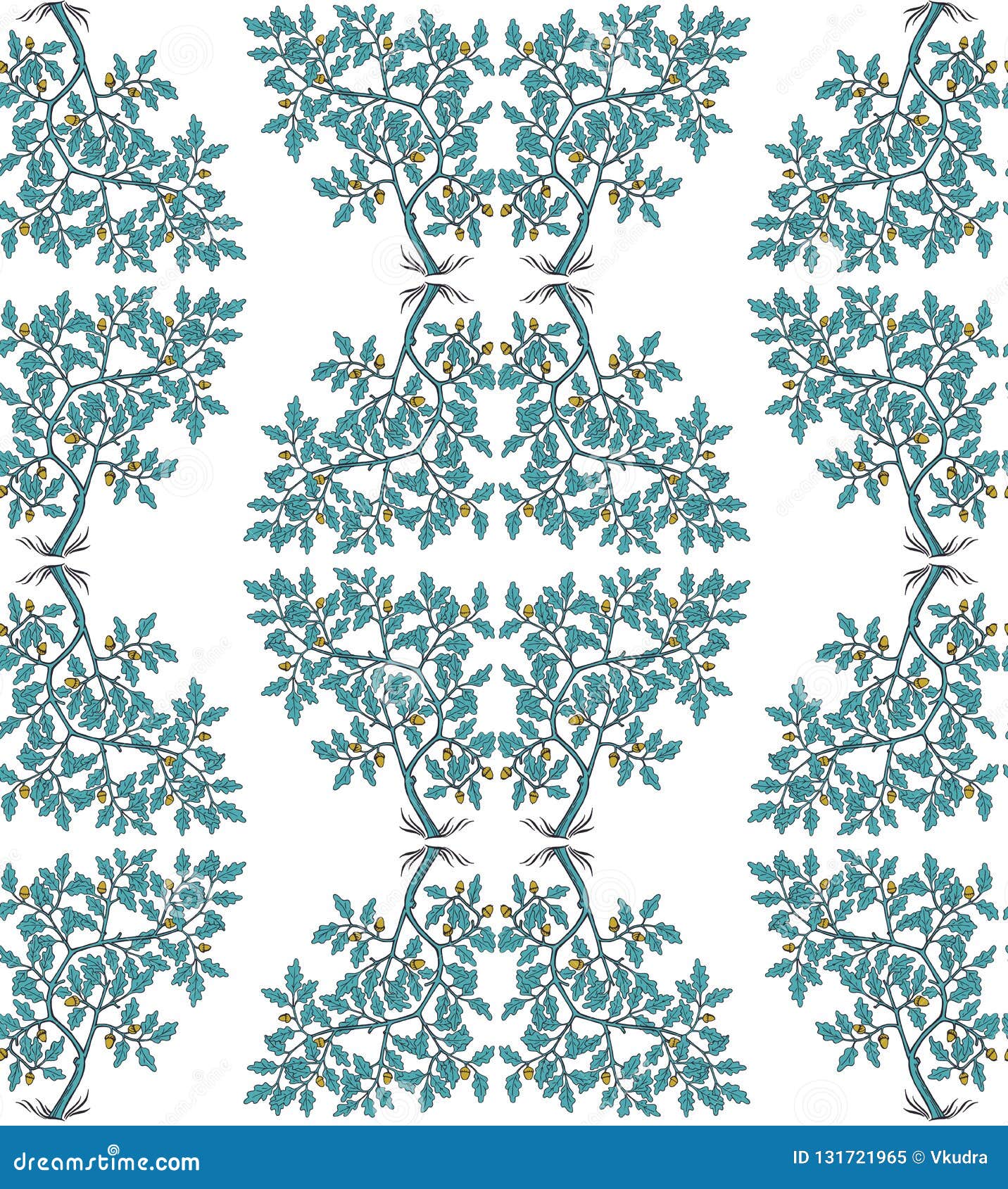 Oak Tree Pattern in Medieval Style Stock Illustration - Illustration of ...