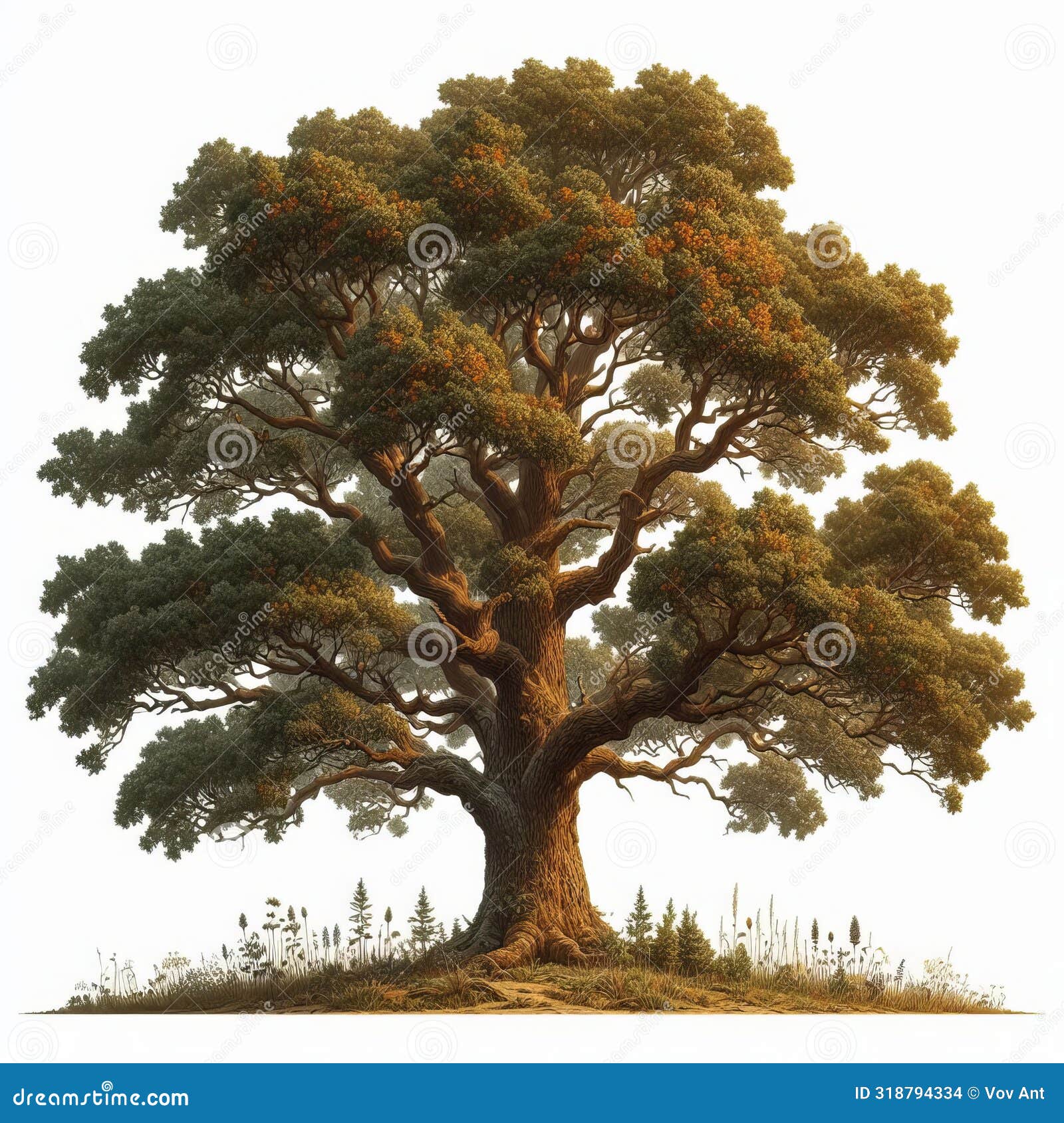 Oak Tree (Quercus Spp) a Large Deciduous Tree with a Broad Crwn Stock ...