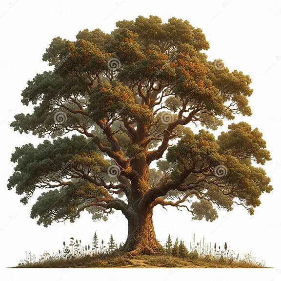 Oak Tree (Quercus Spp) a Large Deciduous Tree with a Broad Crwn Stock ...