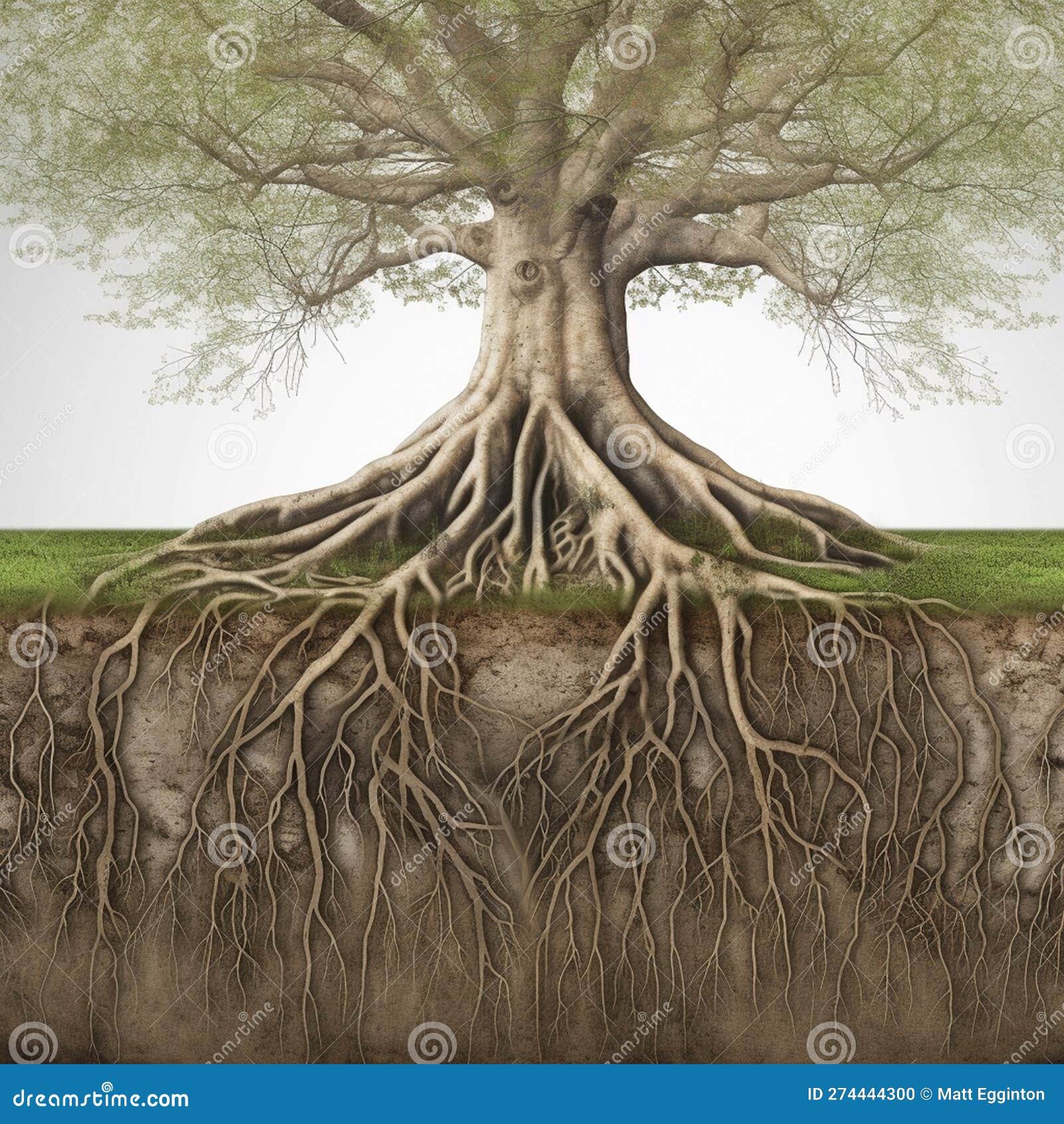 Oak Tree and Roots - Grounded in Faith Stock Illustration ...