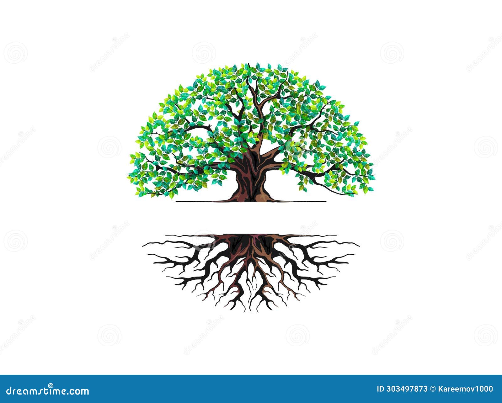 Oak Tree and Roots Logo Template Stock Illustration - Illustration of ...