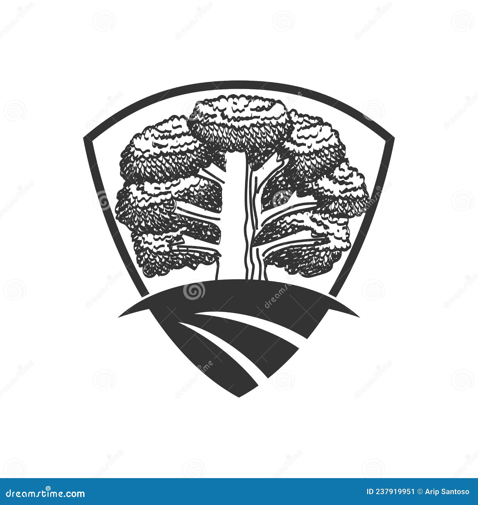 Oak Tree Shield Farm Icon Illustration Brand Identity Stock Vector ...