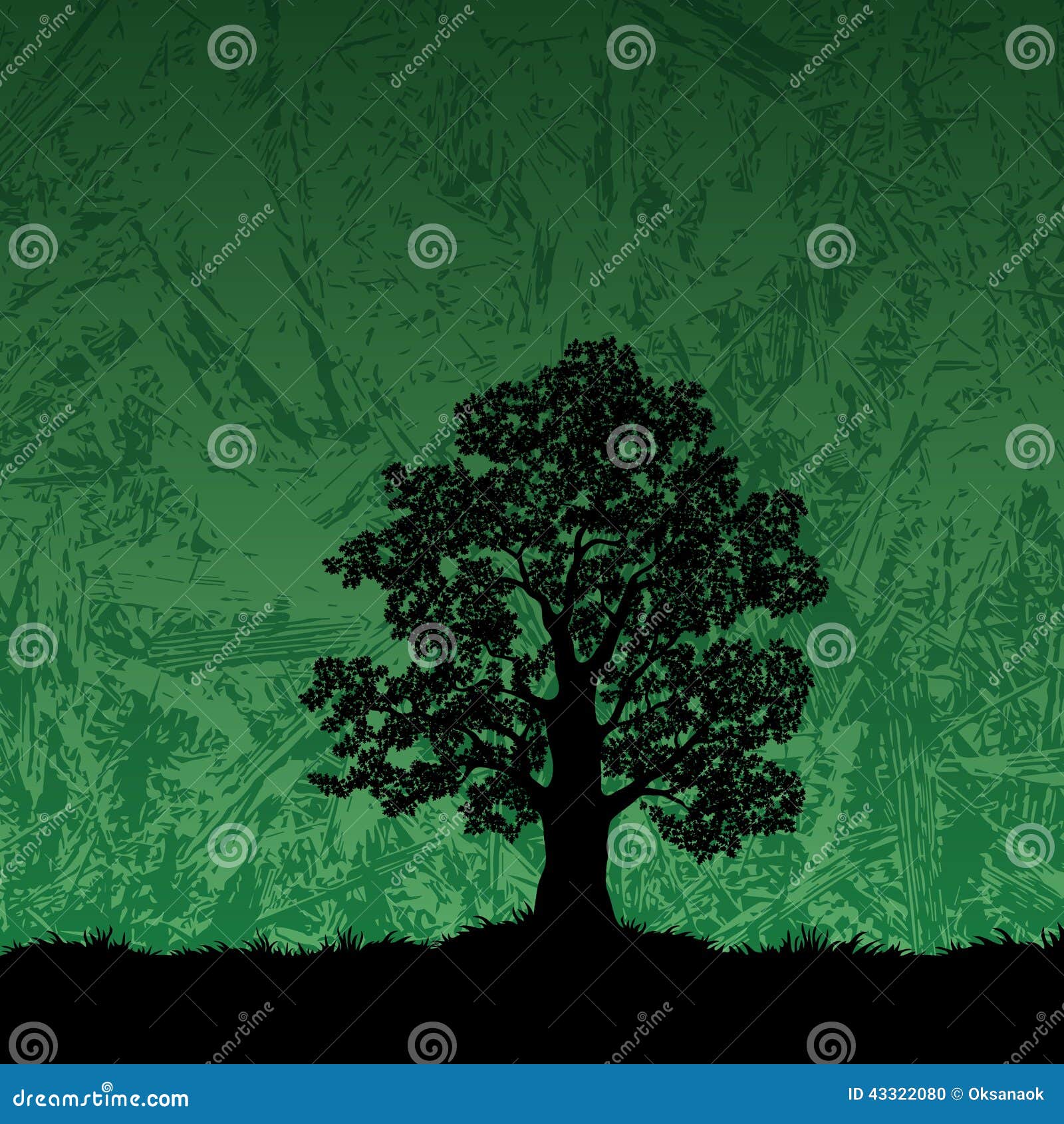 Oak Tree Silhouette on Abstract Background Stock Vector - Illustration ...
