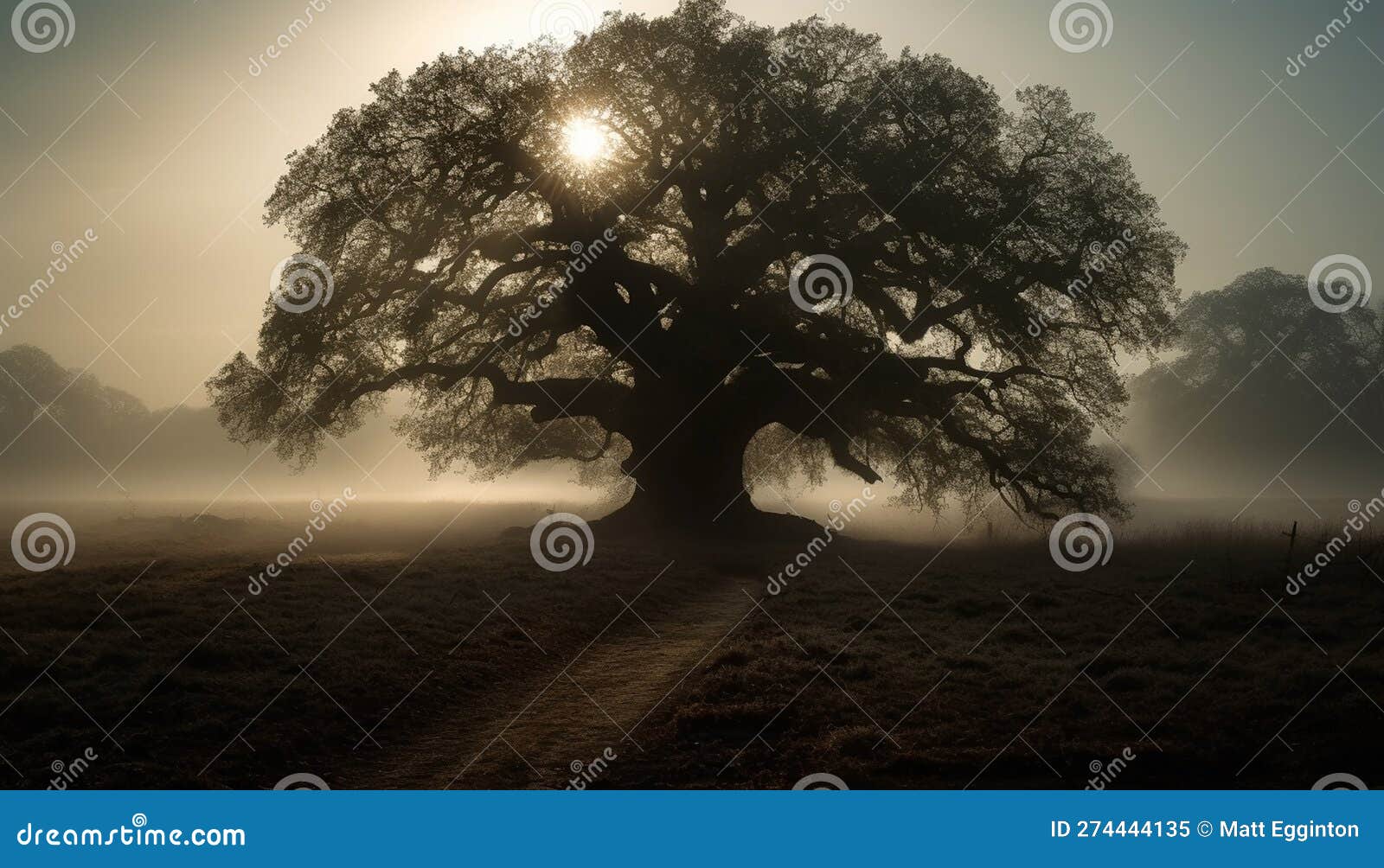 Oak tree silhouette stock illustration. Illustration of atmospheric ...