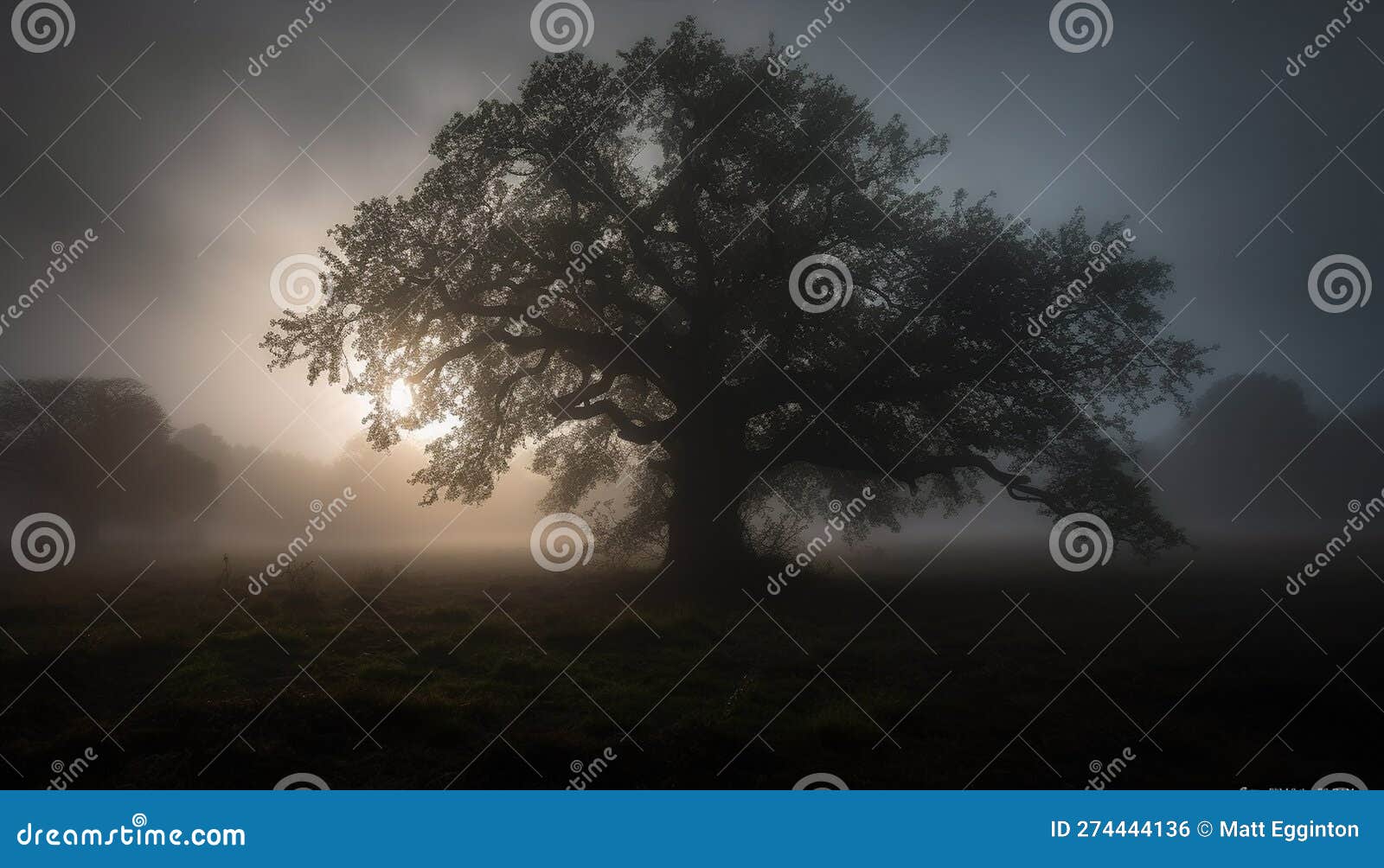 Oak tree silhouette stock illustration. Illustration of atmosphere ...