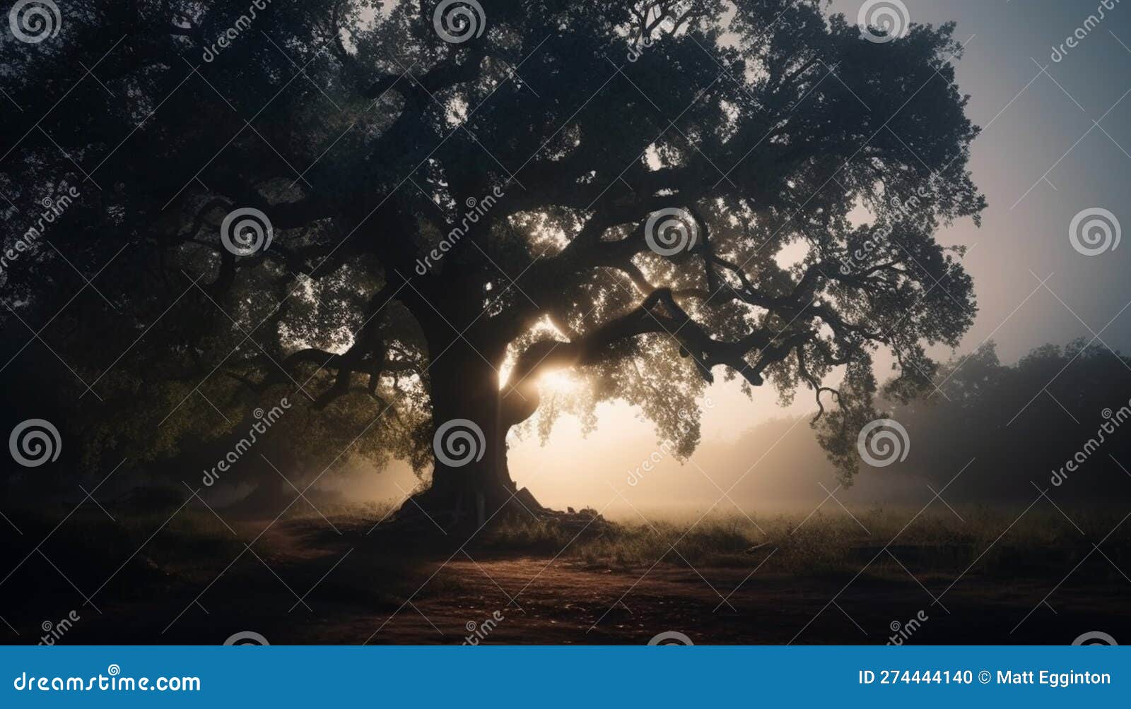 Oak tree silhouette stock illustration. Illustration of landscape ...