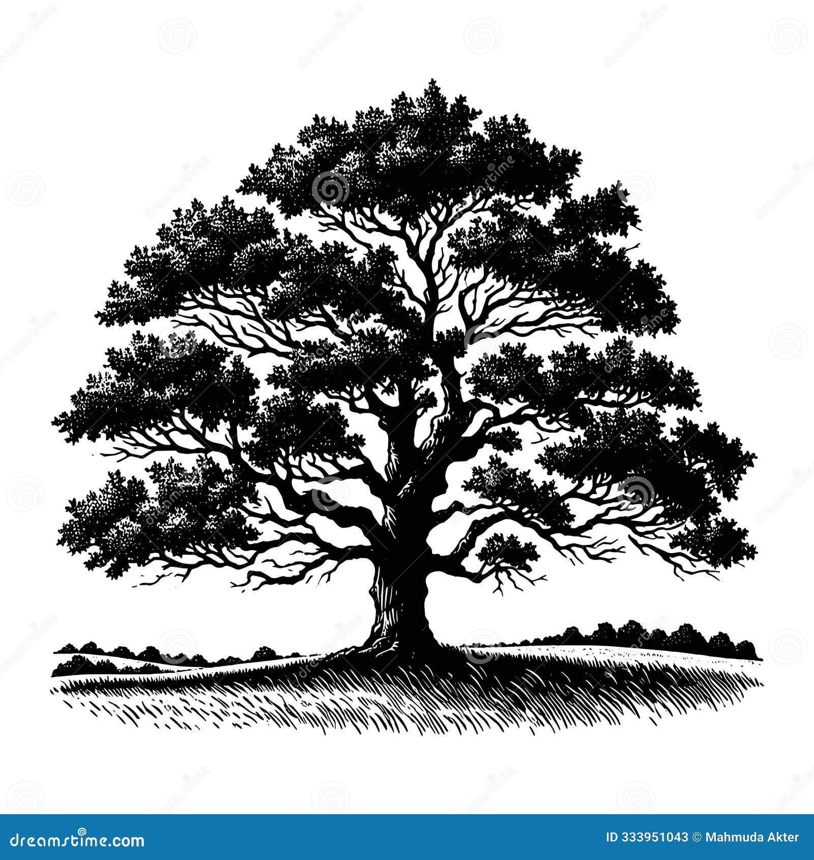 Oak Tree Silhouettes Vector on Solid Background Stock Vector ...