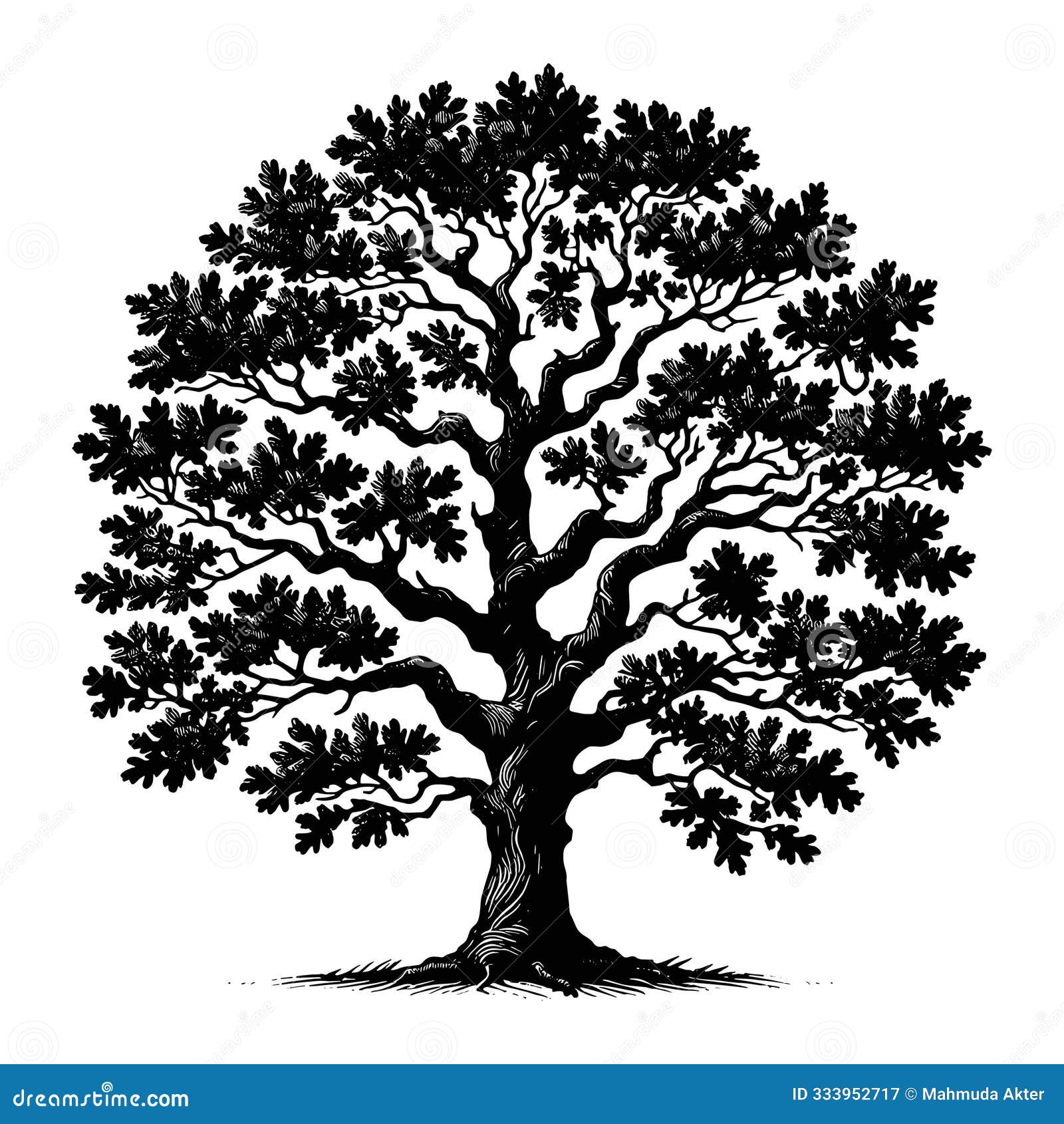 Oak Tree Silhouettes Vector on Solid Background Stock Vector ...