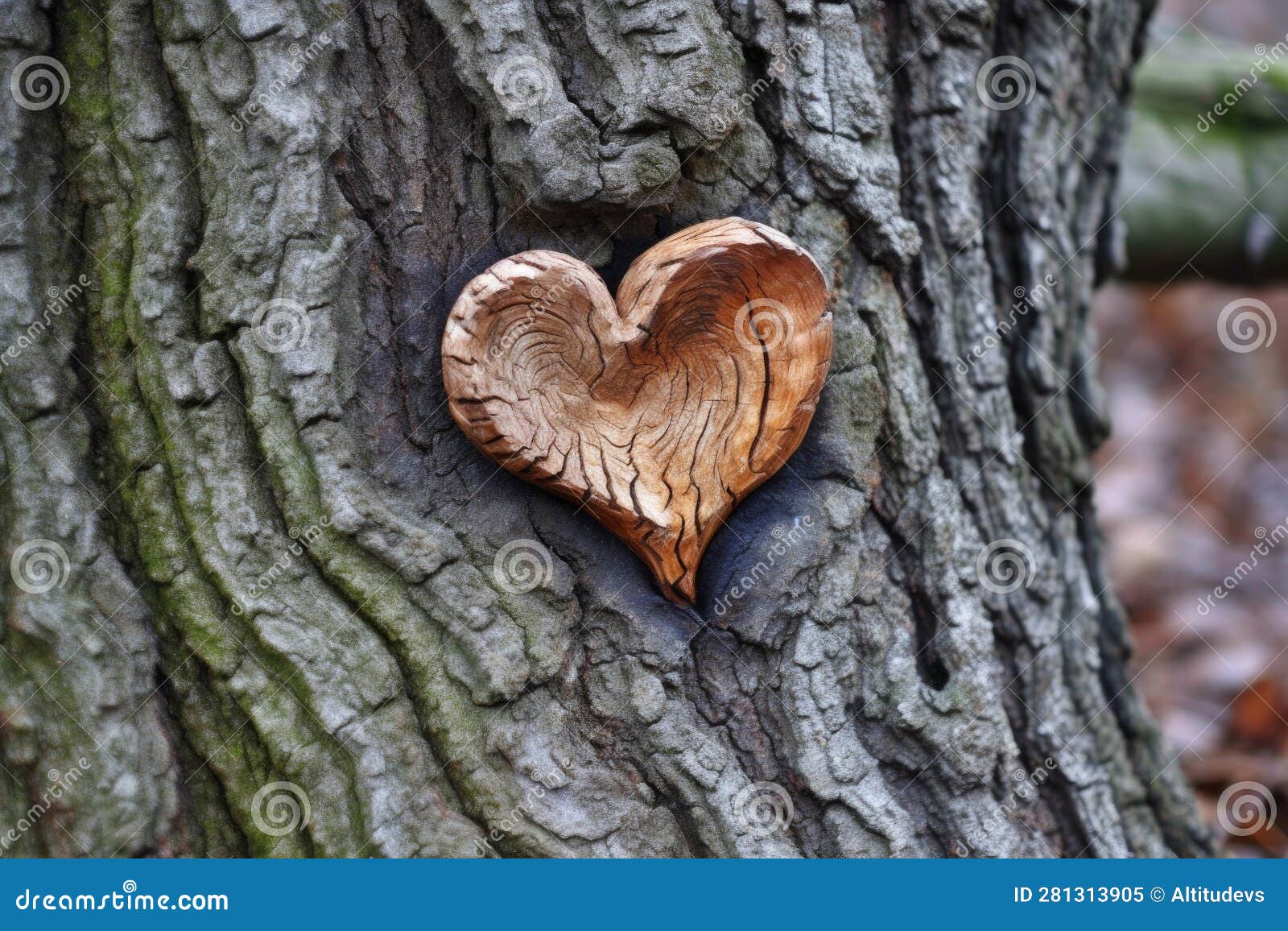Oak Tree Trunk with Heart-shaped Knot in Bark Stock Illustration ...