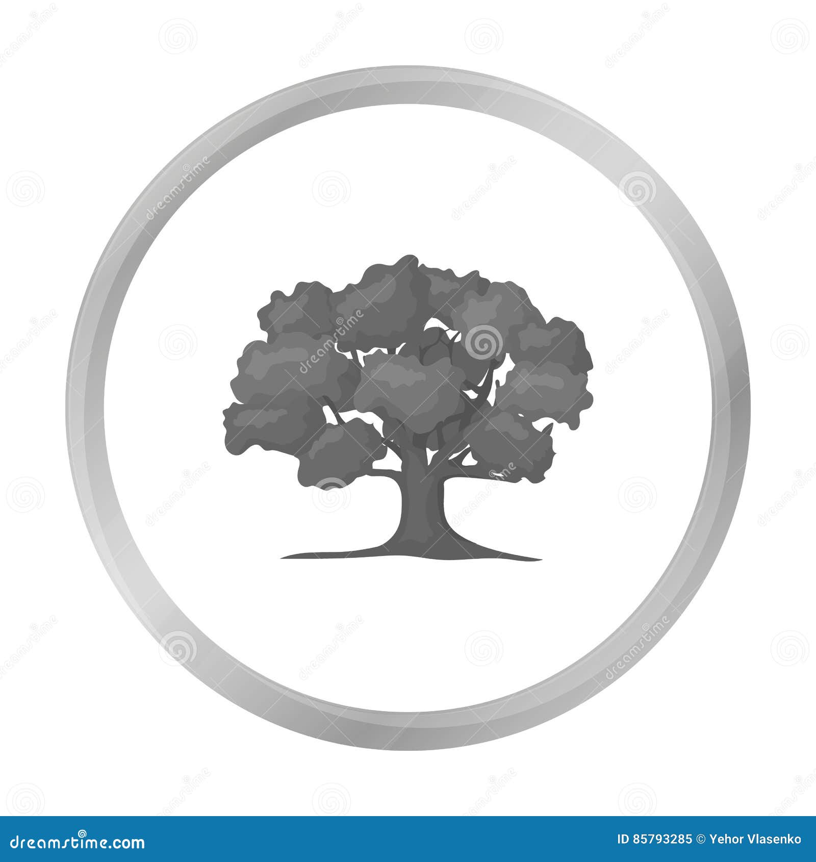 Oak Vector Icon in Monochrome Style for Web Stock Vector - Illustration ...