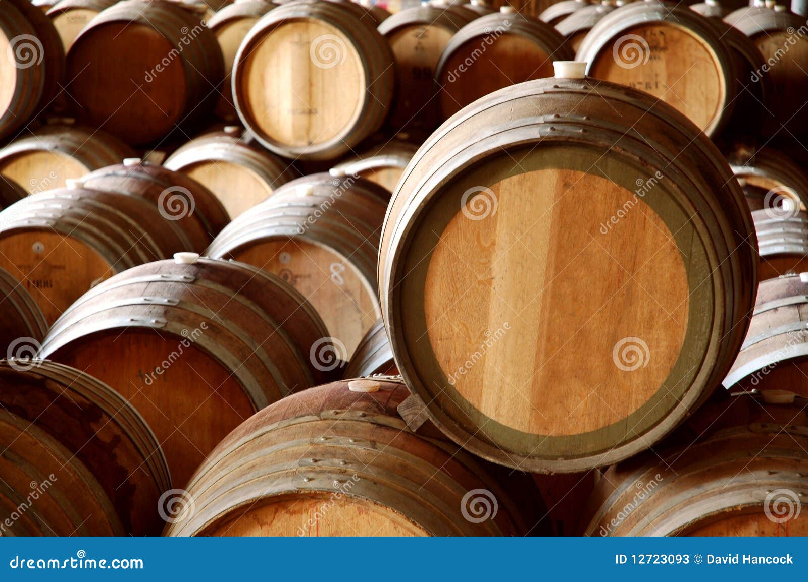 Stacks of Wooden Oak Wine Barrels Stock Image - Image of liquor ...