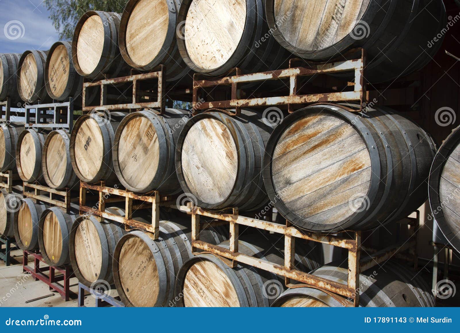Oak wine barrels stock image. Image of casks, winery - 17891143