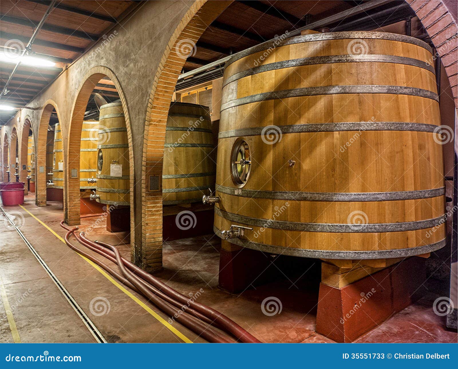 Oak wine barrels stock image. Image of rows, vino, cask - 35551733