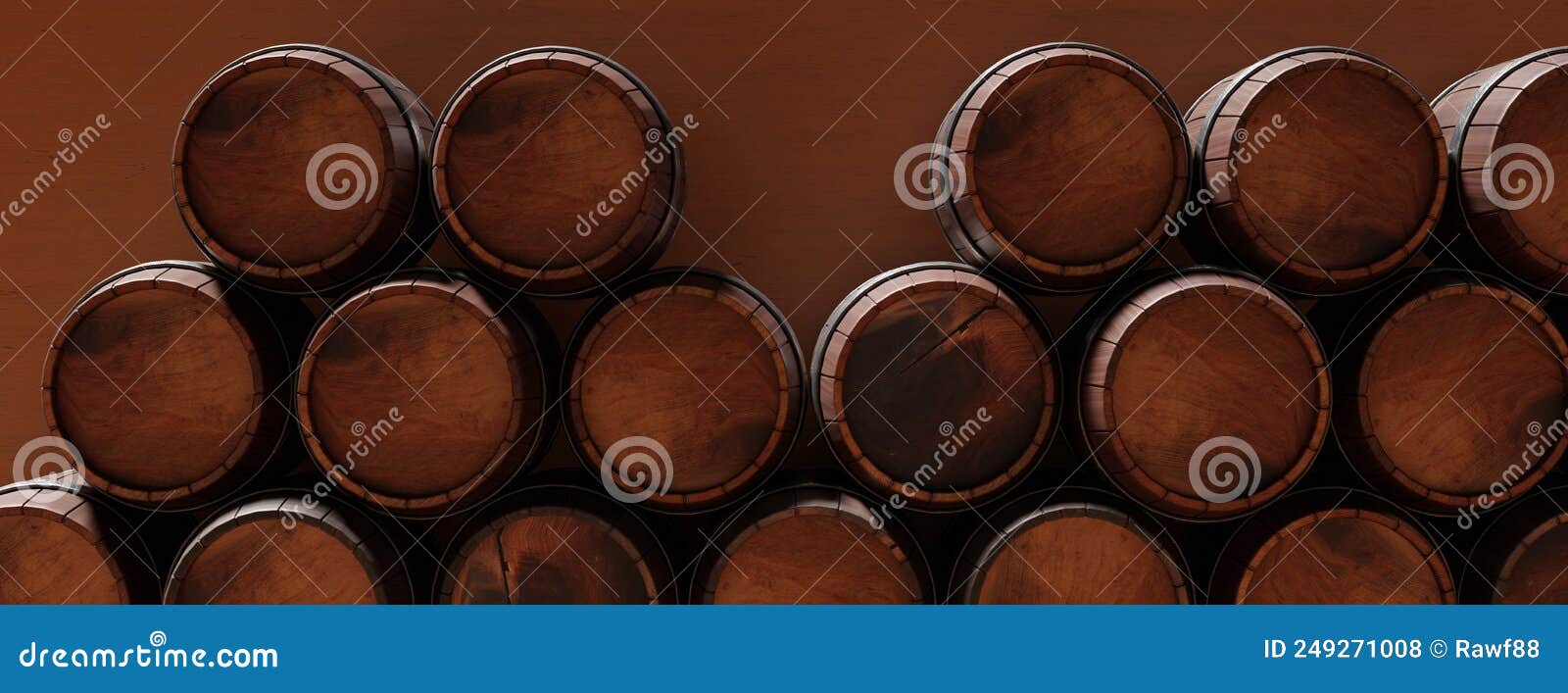 Oak Wood Barrel Background, Wine Beer Casks Stacked in a Dark Cellar ...
