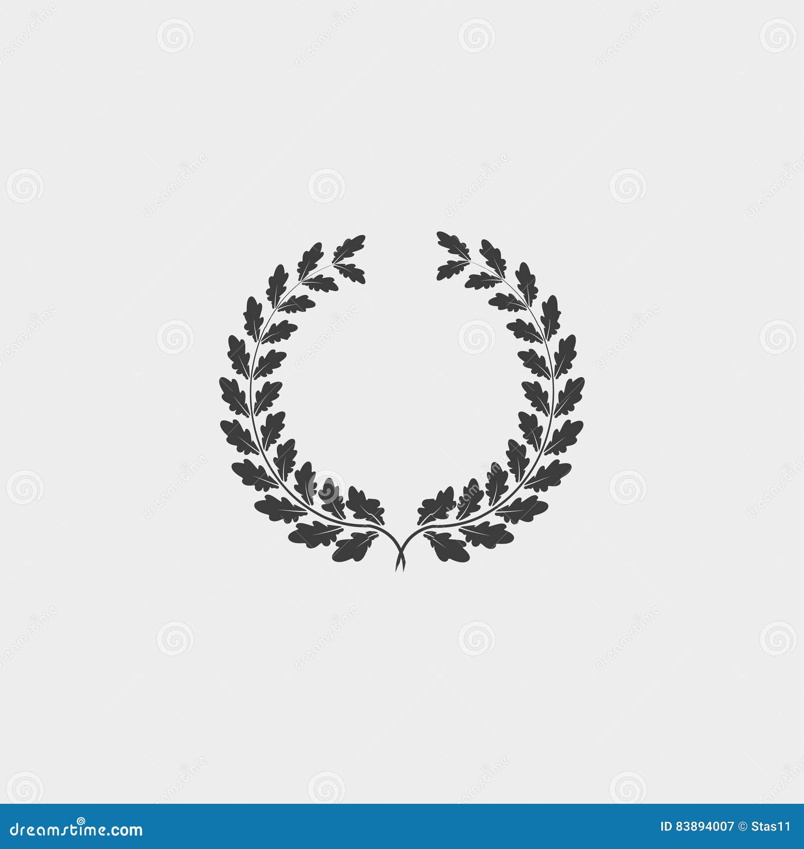 Oak Wreath Icon in a Flat Design in Black Color. Vector Illustration ...
