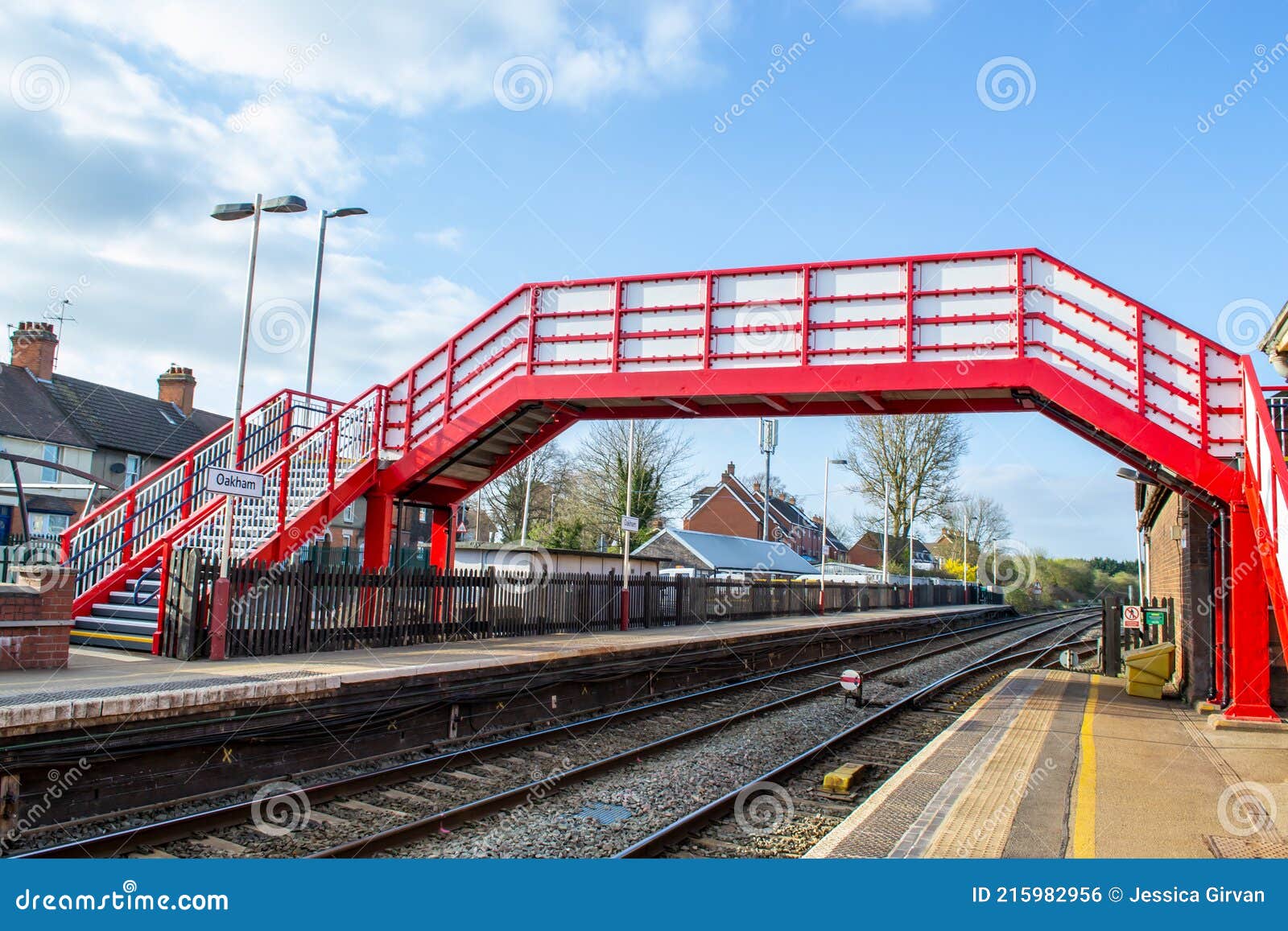 OAKHAM, RUTLAND, ENGLAND- 3 April 2021: Oakham Train Station Platform ...