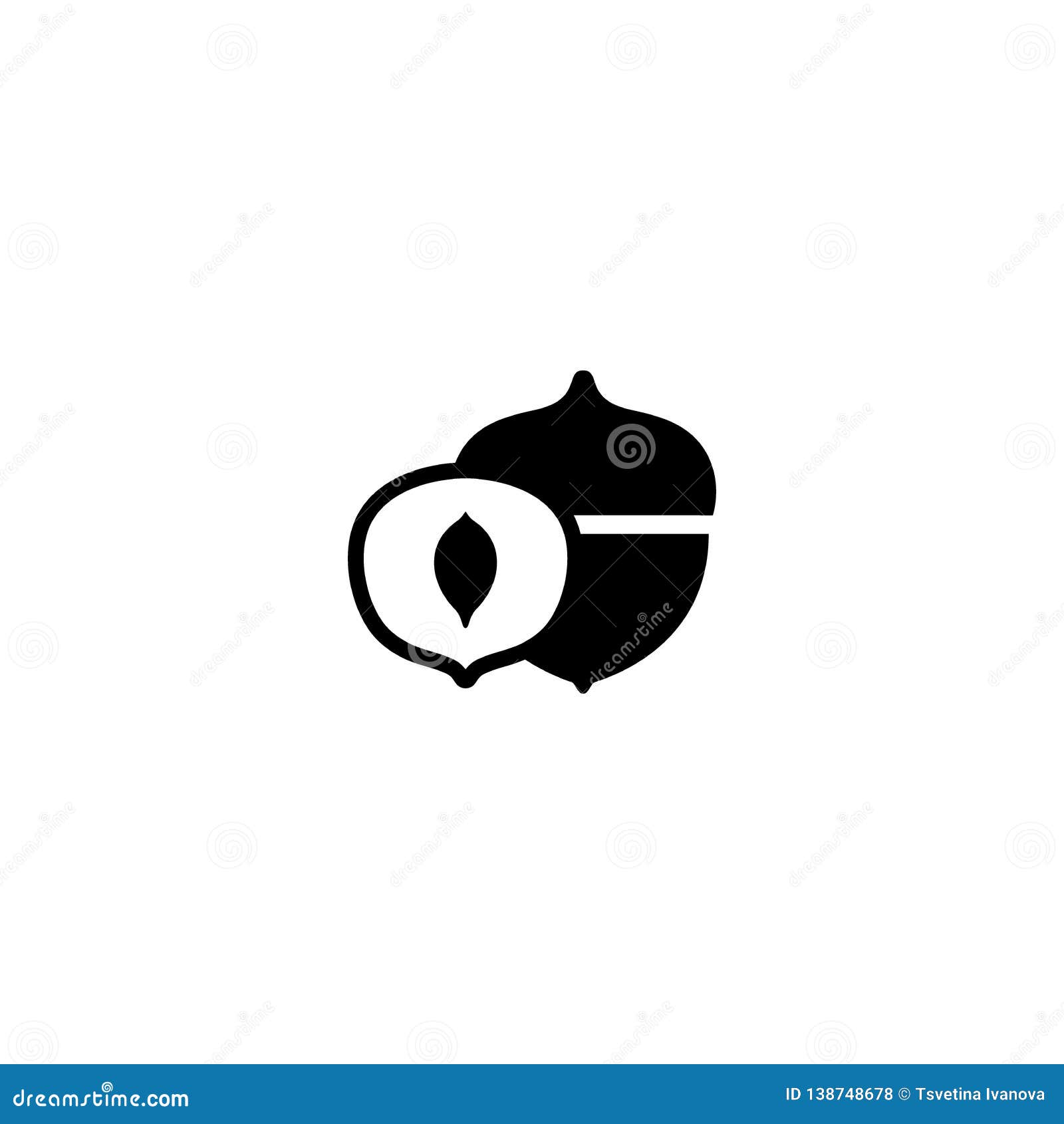 Oaknut Or Acorn, Tree Nut Simple Vector Black Icon. | CartoonDealer.com ...