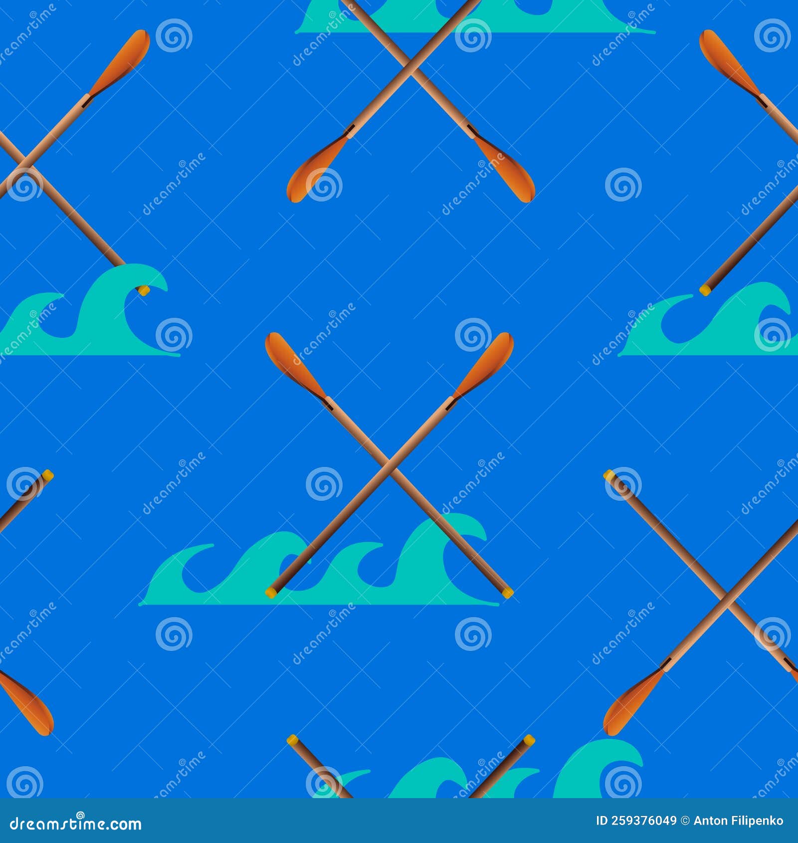 Oars Crossed in Realistic Style. Seamless Pattern Stock Vector ...