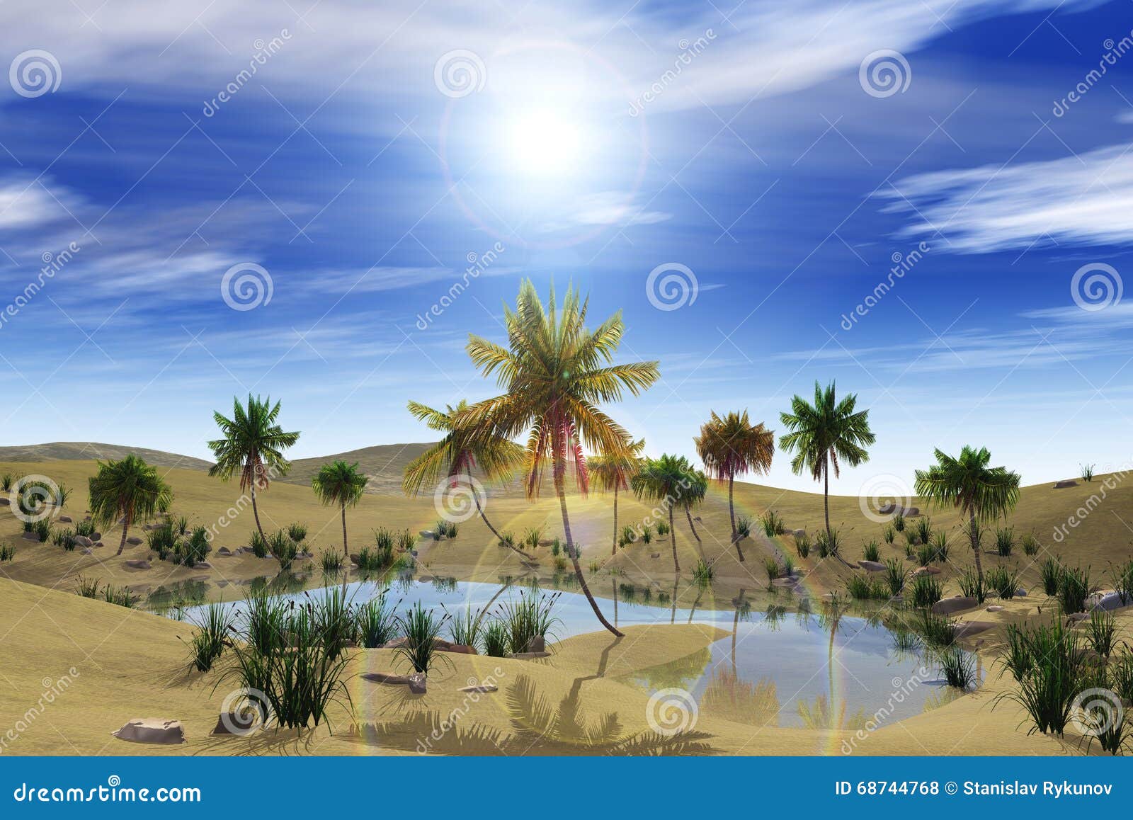 Oase in De Woestijn, De Palmen En Het Meer Stock Foto - Image of mooi ...