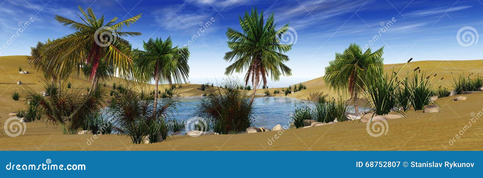 Oase in De Woestijn, De Palmen En Het Meer Stock Afbeelding - Image of ...