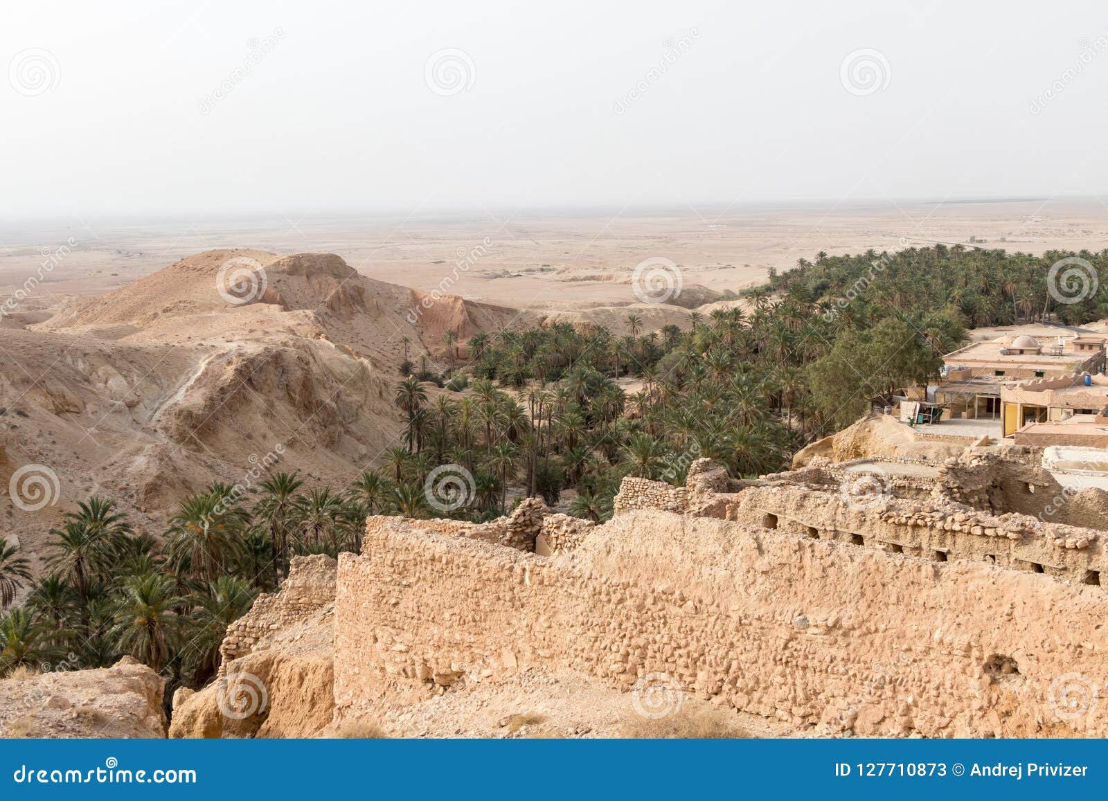 The Oasis of Chebika and the Old Town of As-Sabikah, Tunisia Stock ...