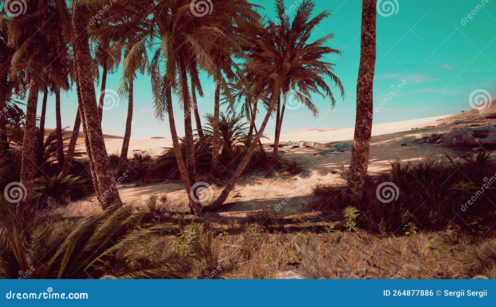 Oasis at the Moroccan Desert Dunes Stock Illustration - Illustration of ...