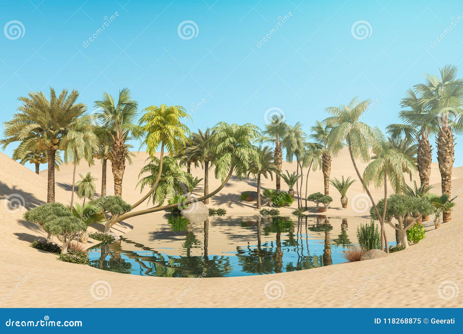 Oasis and Palm Trees in Desert Stock Image - Image of rendering, oasis ... Oasis and Palm Trees in Desert Stock Image - Image of rendering, oasis ...