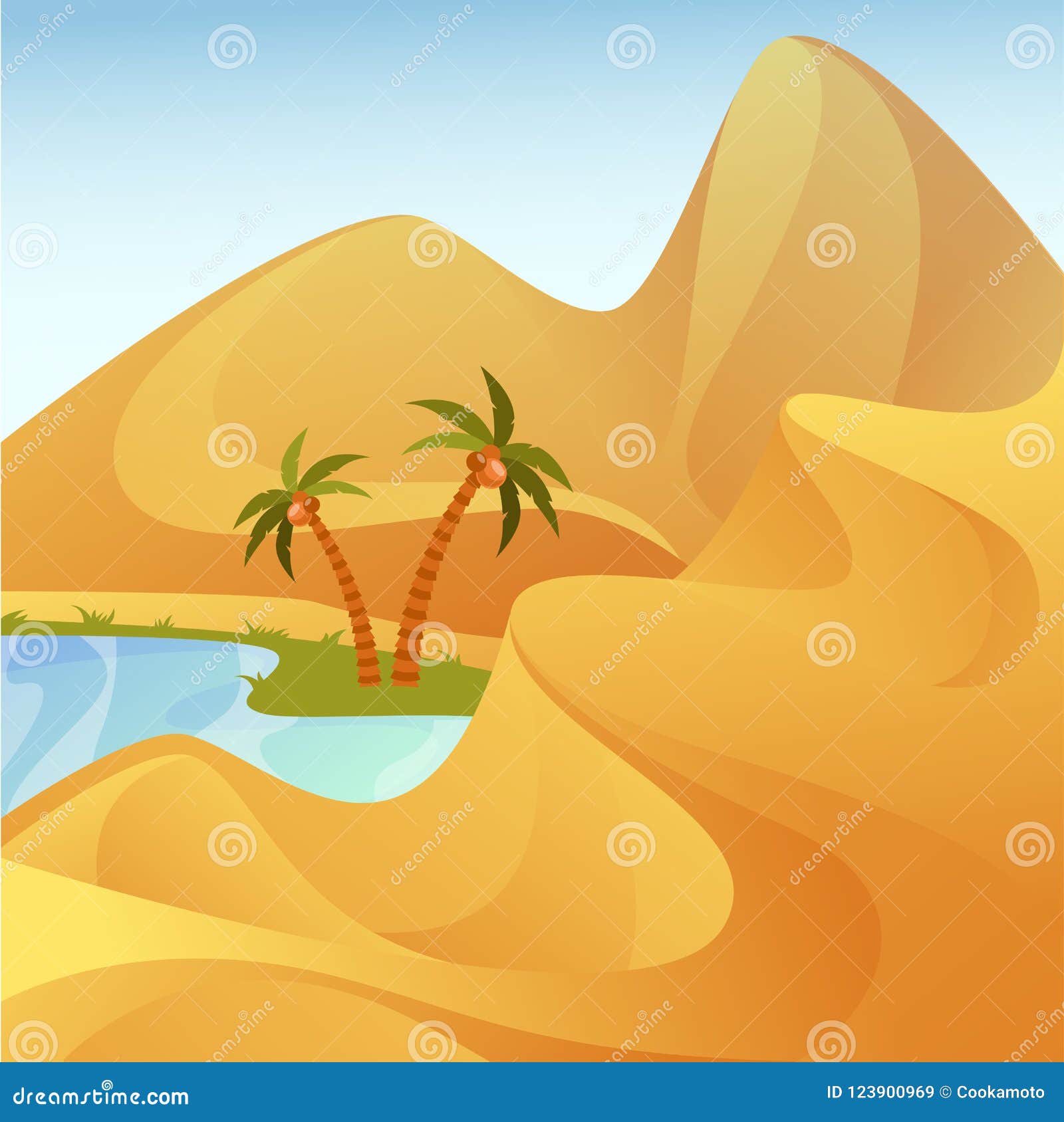 Oasis with Palm Trees at Desert with Sand Hills Stock Vector ... Oasis with Palm Trees at Desert with Sand Hills Stock Vector ...