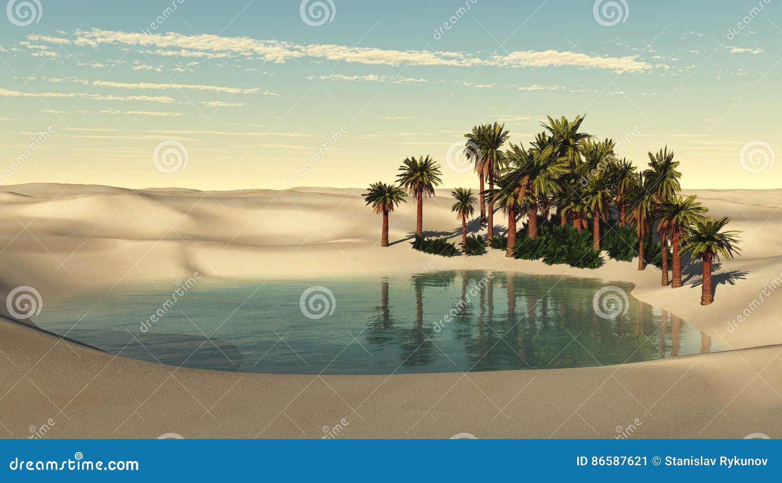 Oasis in the sandy desert stock illustration. Illustration of paradise ...