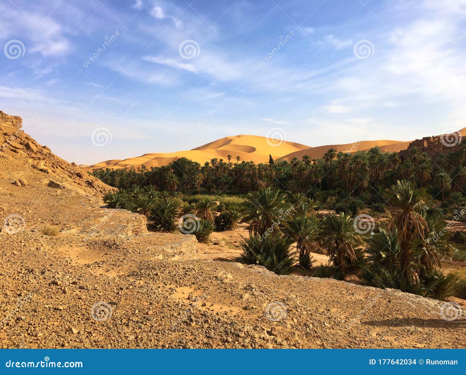 Oasis Of Taghit From The Djebel Baroun Ruins Stock Photography ...