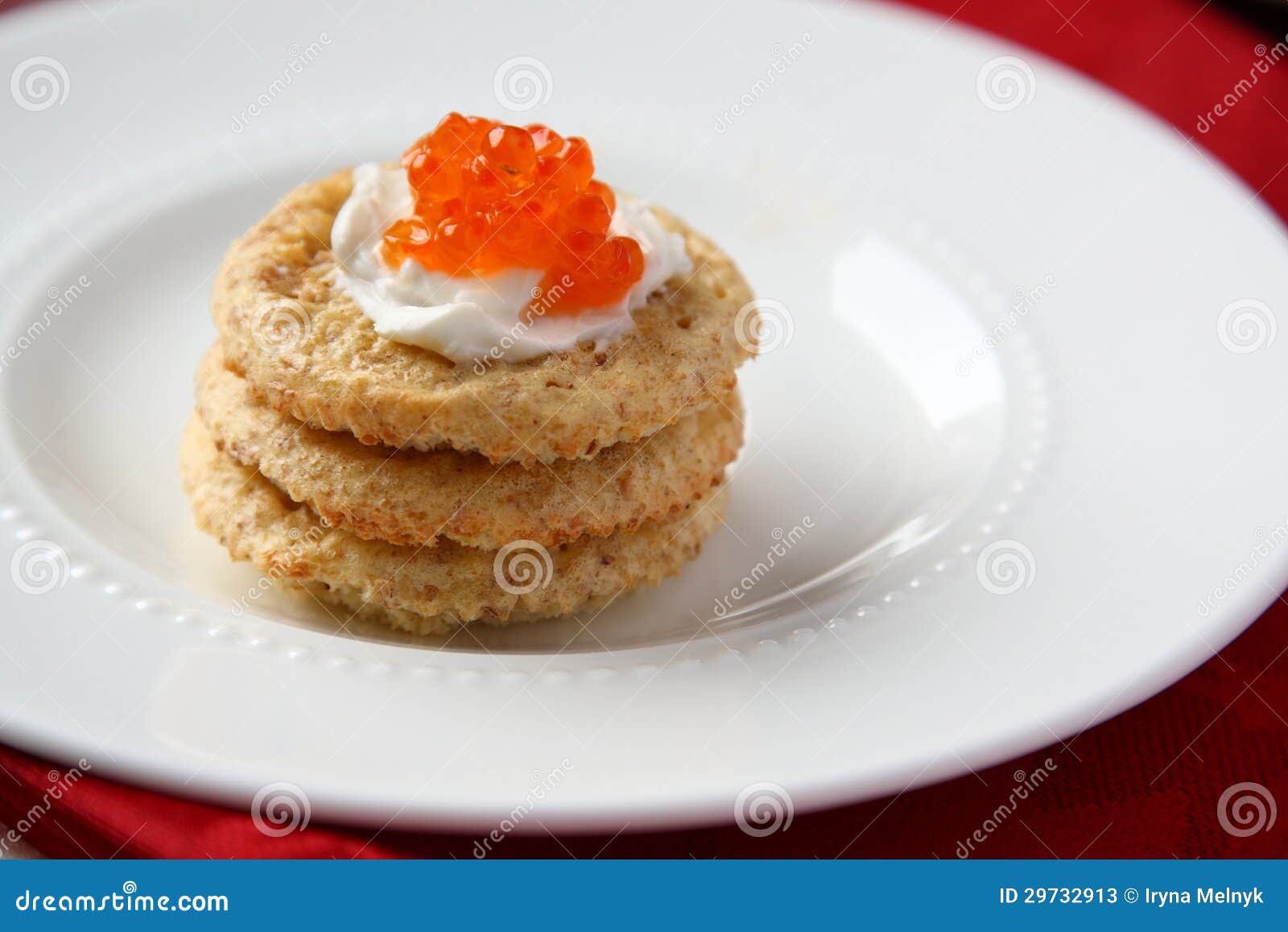 Oat Bran Cookies with Red Caviar and Cream Cheese Stock Image - Image ...