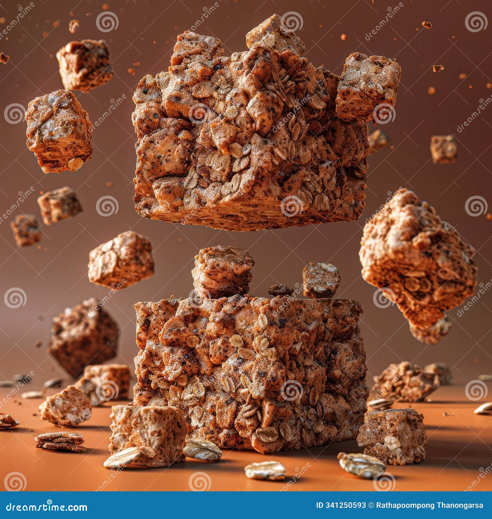 Oat Clusters Explosion stock illustration. Illustration of granola ...