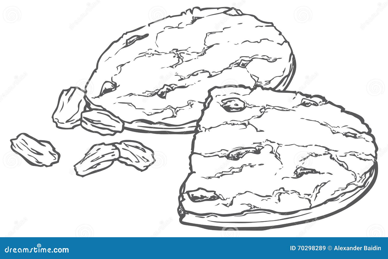 Oat cookies with raisins stock vector. Illustration of hand - 70298289