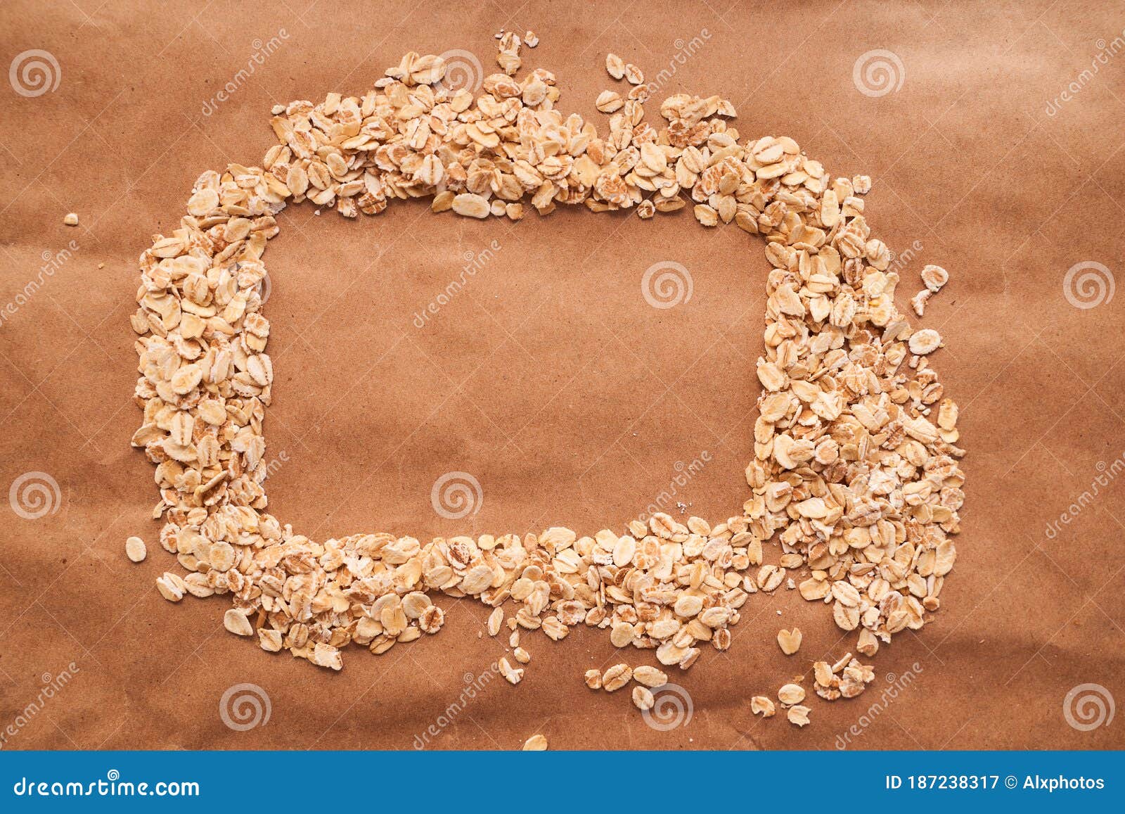 Oat Croup in the Shape of Rectangle Lies on a Brown Background Stock ...
