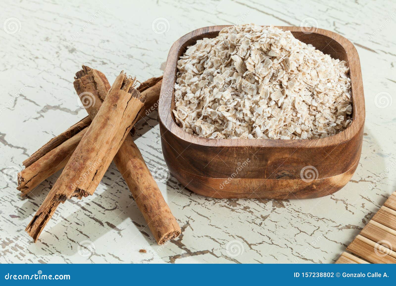 Oat Flakes with Cinnamon Sticks Stock Photo - Image of diet, flakes ...