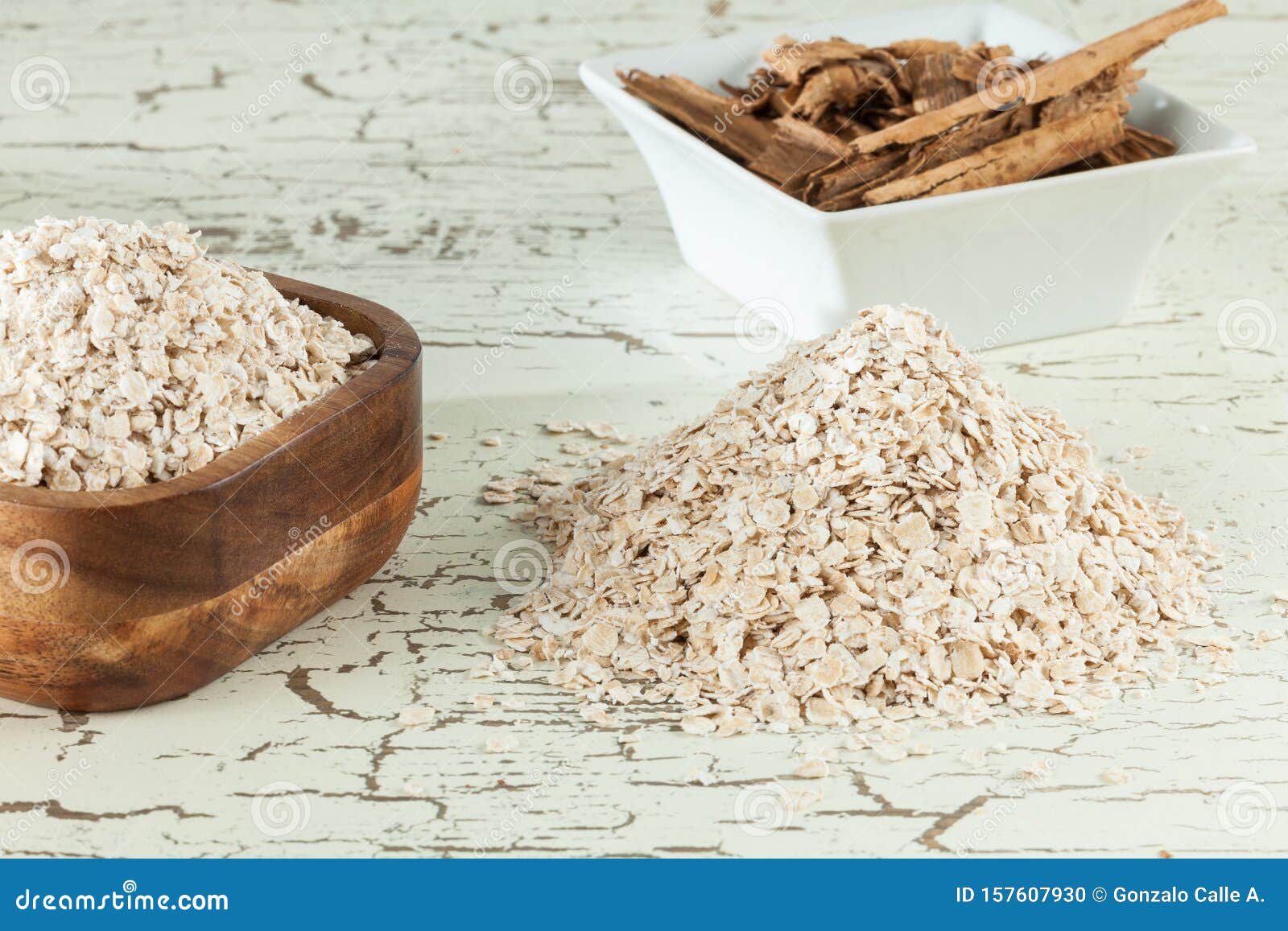 Oat Flakes with Cinnamon Sticks Stock Photo - Image of organic, rolled ...