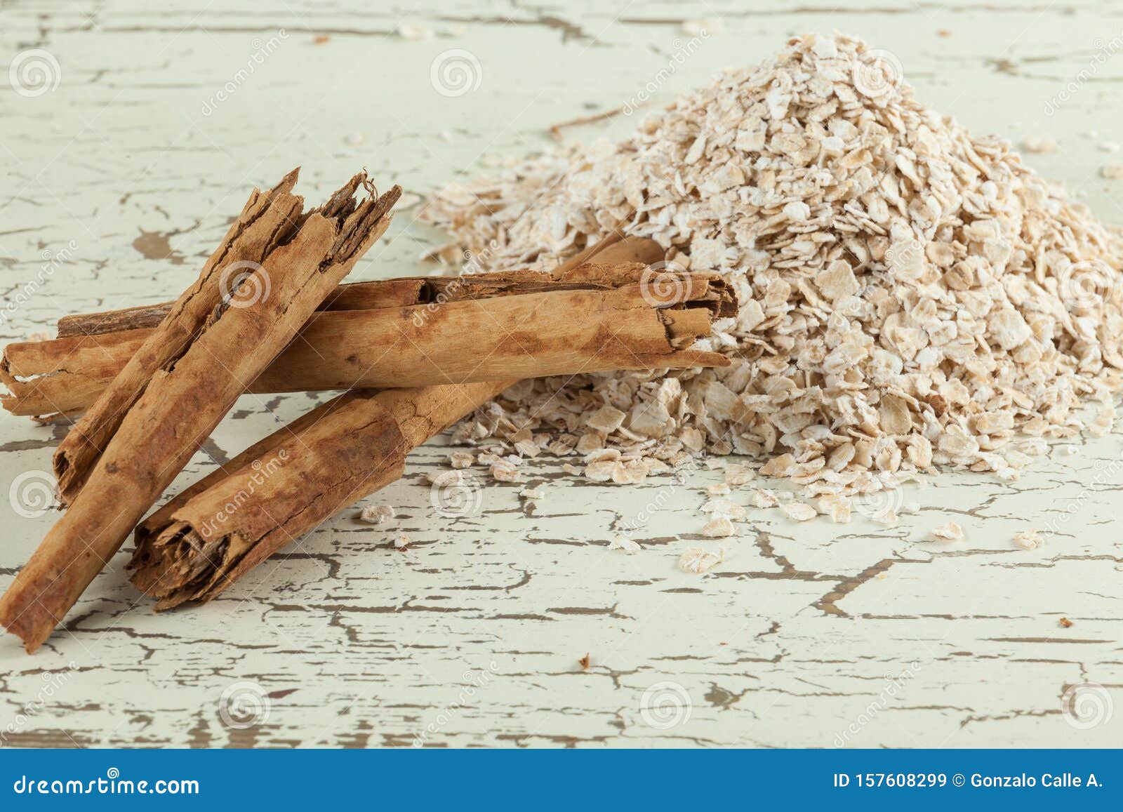 Oat Flakes with Cinnamon Sticks Stock Image - Image of delicious ...
