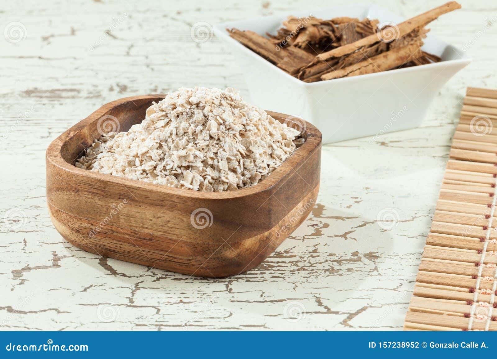 Oat Flakes with Cinnamon Sticks Stock Photo - Image of healthcare ...