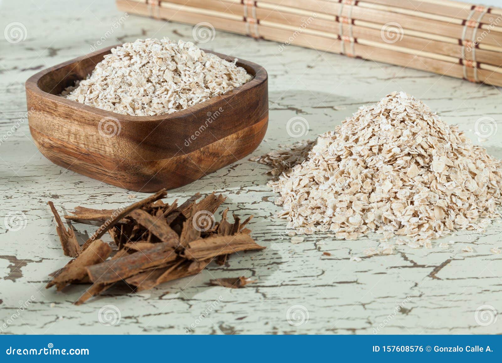 Oat Flakes with Cinnamon Sticks Stock Photo - Image of breakfast ...