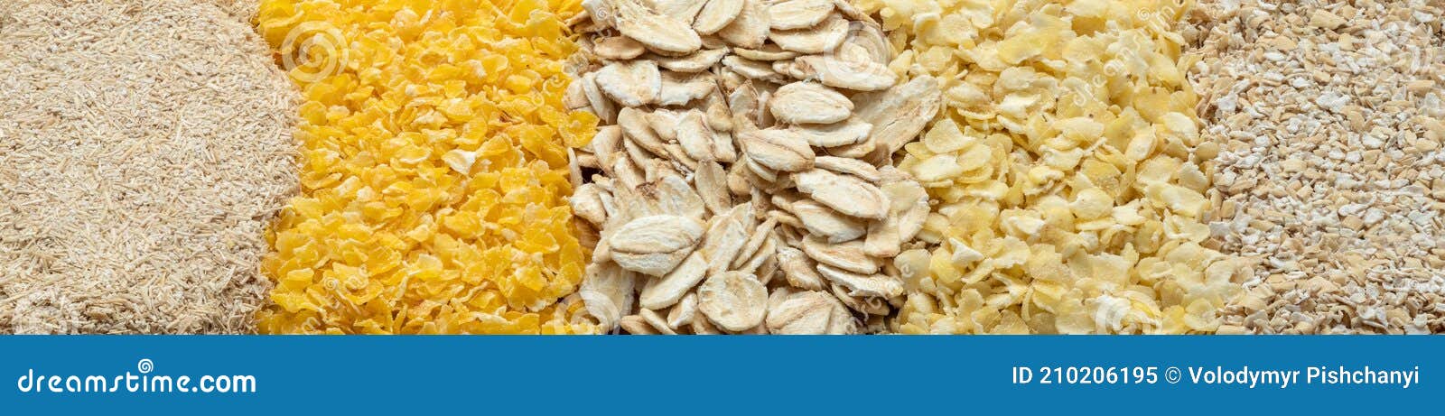 Oat Flakes, Corn Flakes, Millet Flakes, and Oat Bran Stock Image ...