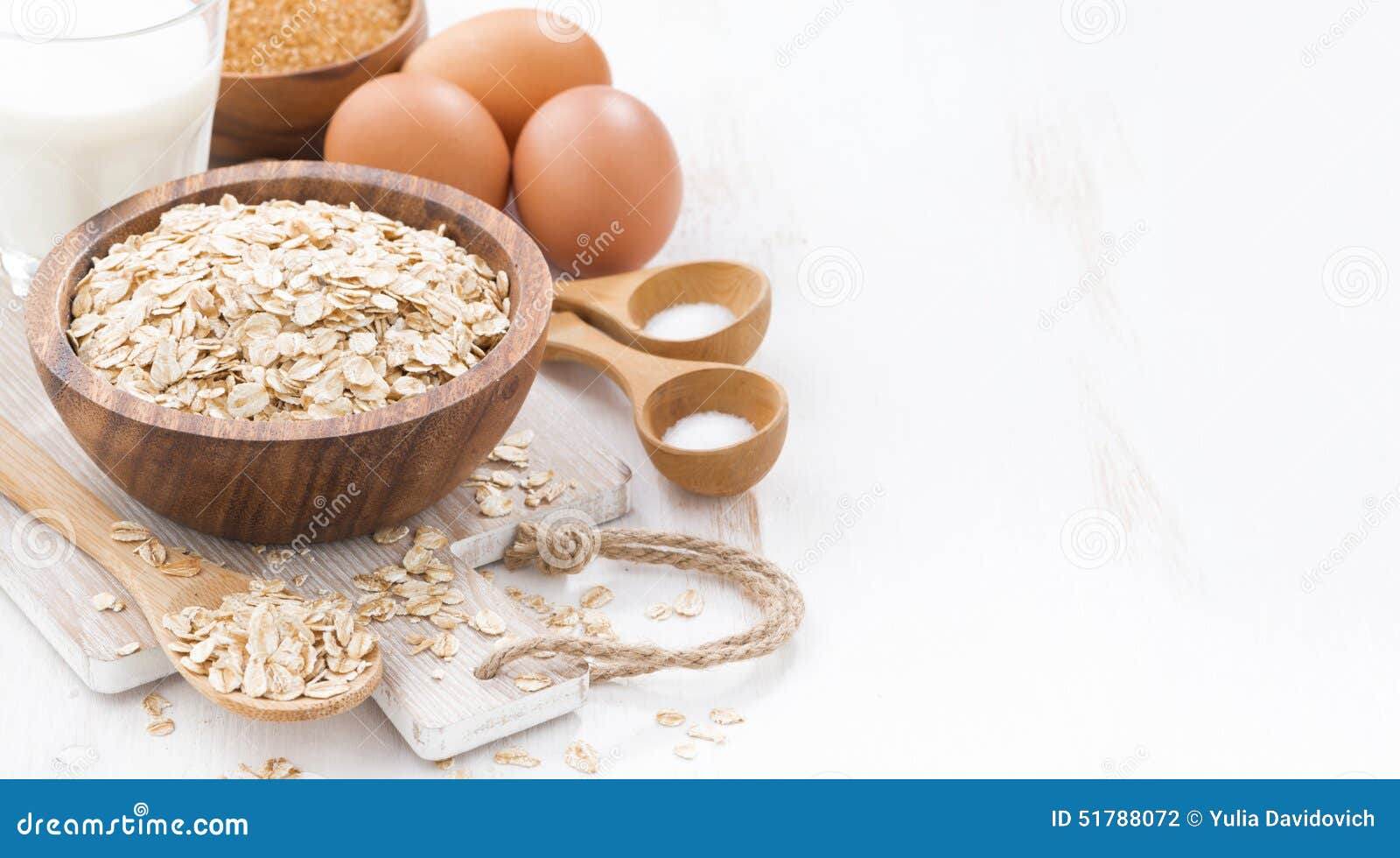 Oat Flakes and Ingredients, Space for Your Text, Horizontal Stock Photo ...
