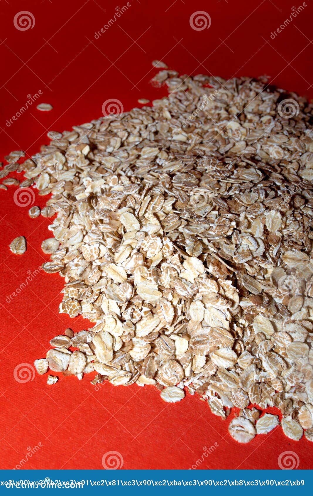 Oat Flakes on a Red Background. Healthy Cereals Stock Photo - Image of ...