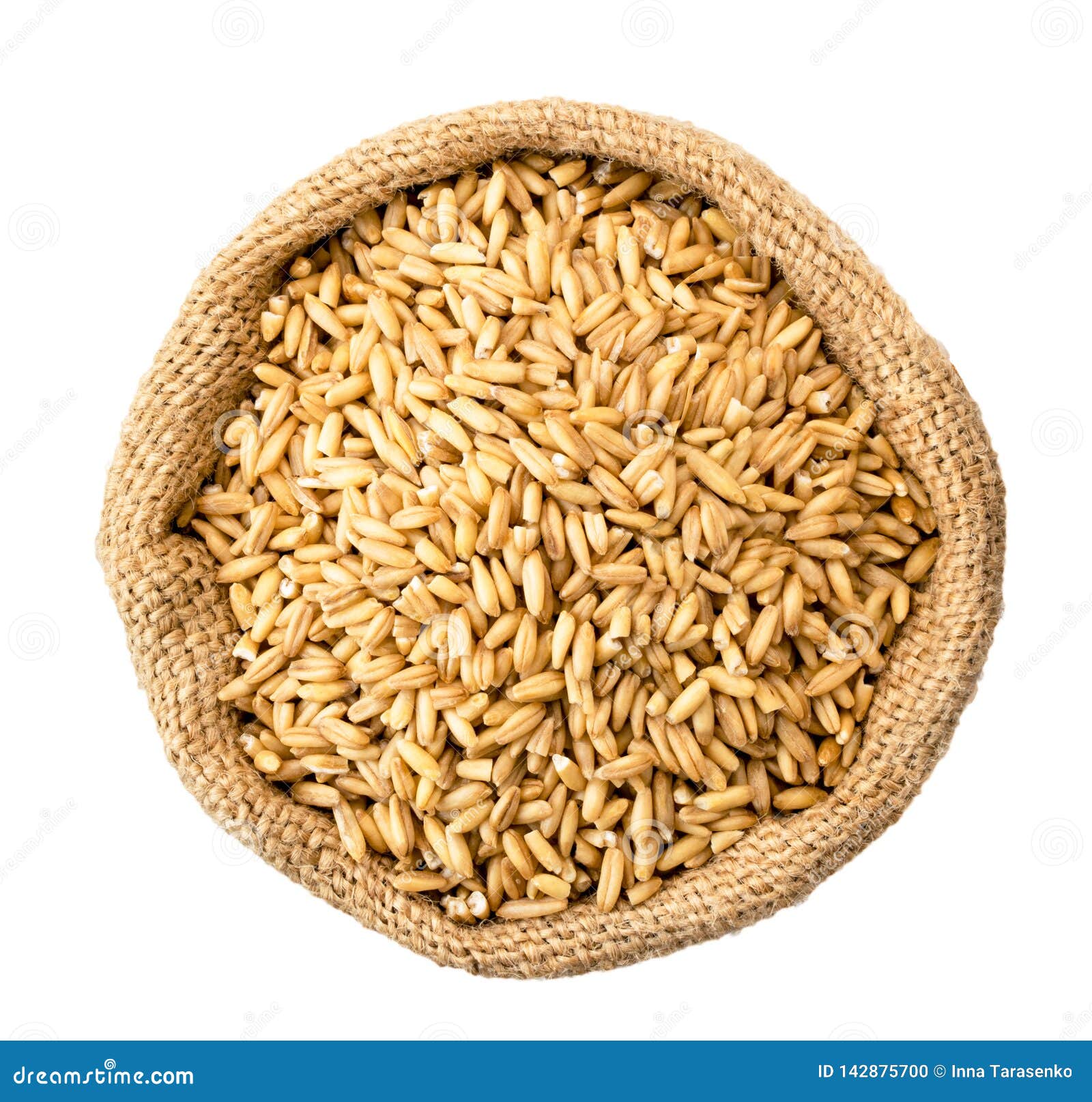 Oat Grains in a Bag Isolated on a White. the Form of the Top. Stock ...