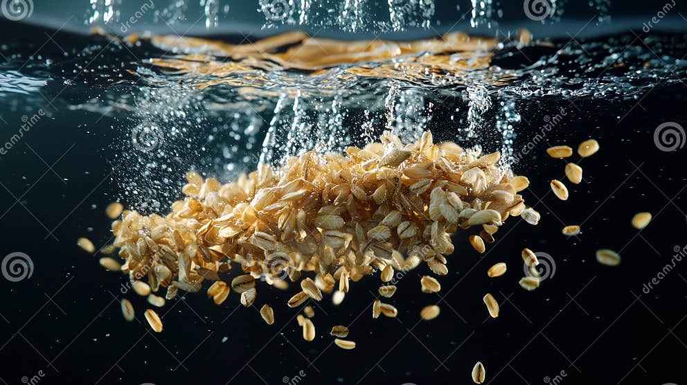 Oat Grains Float Gracefully Underwater Creating Dynamic Display ...