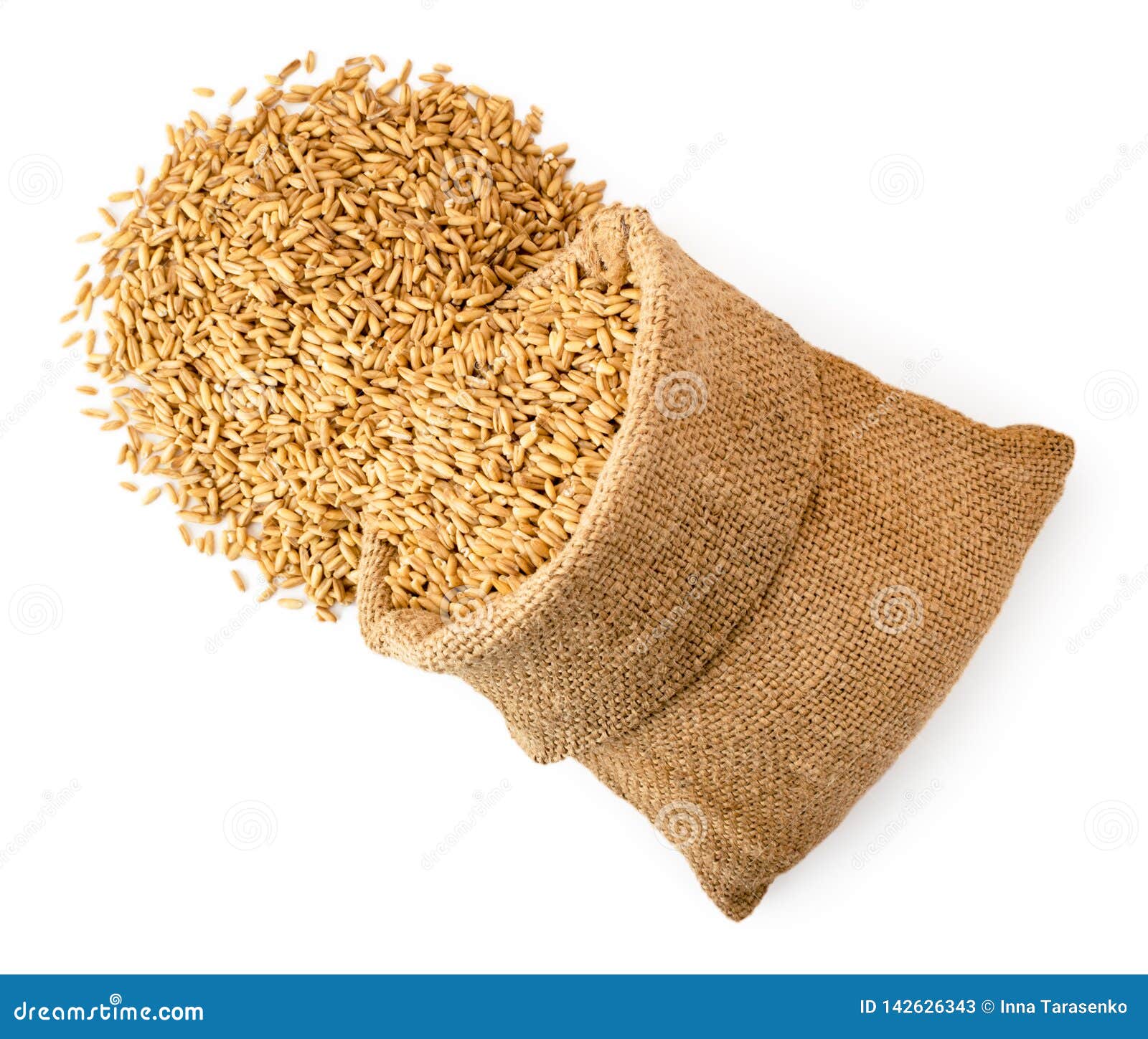 Oat Grains Spilled from the Bag on a White. the Form of the Top. Stock ...