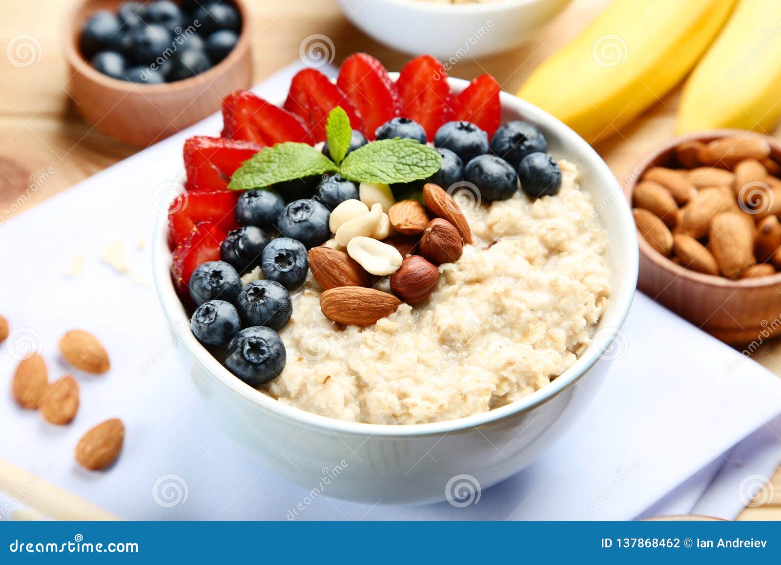 Oatmeal with berries stock photo. Image of morning, food - 137868462