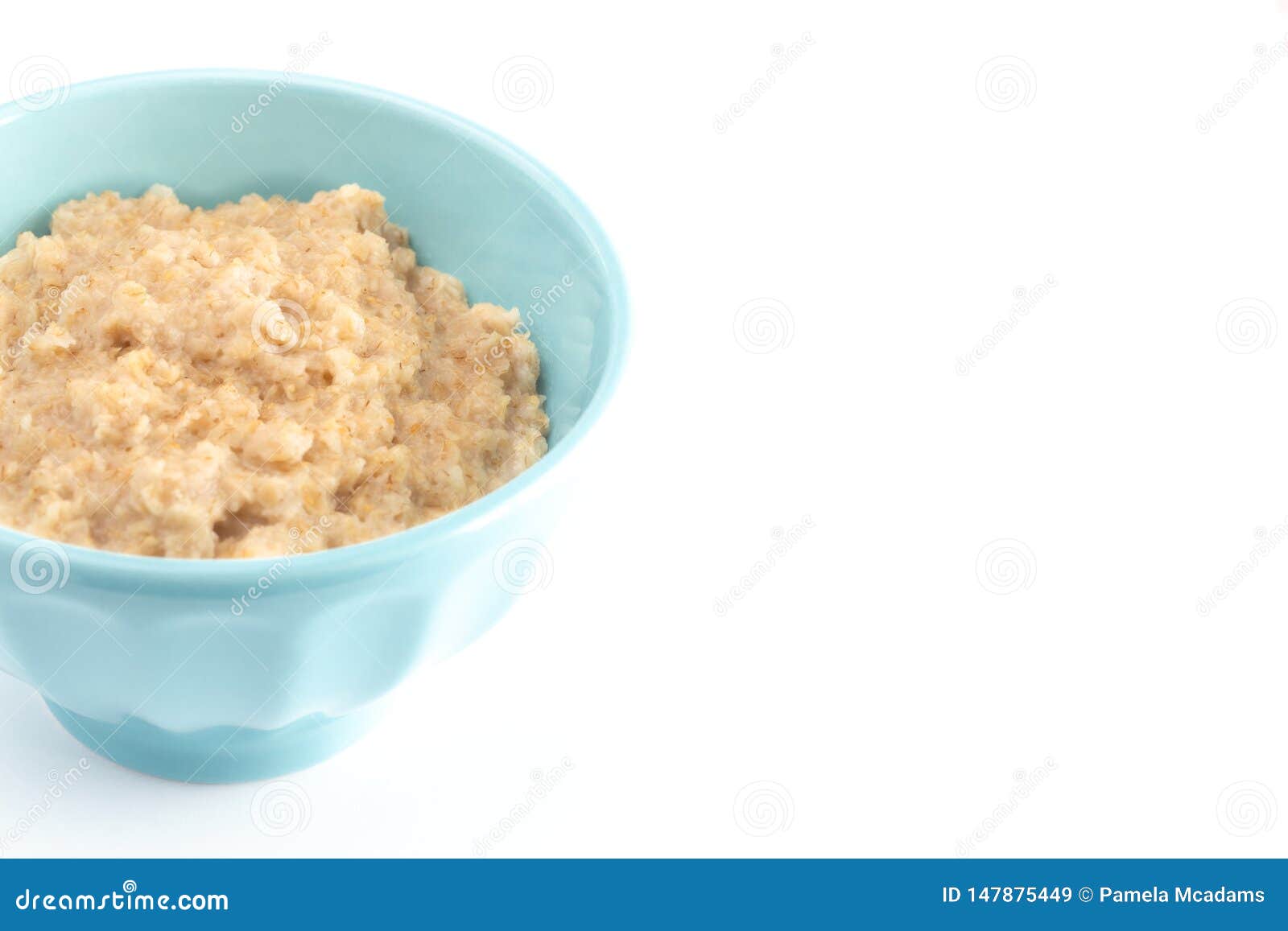 Oatmeal in a Blue Bowl on a White Background Stock Image - Image of ...