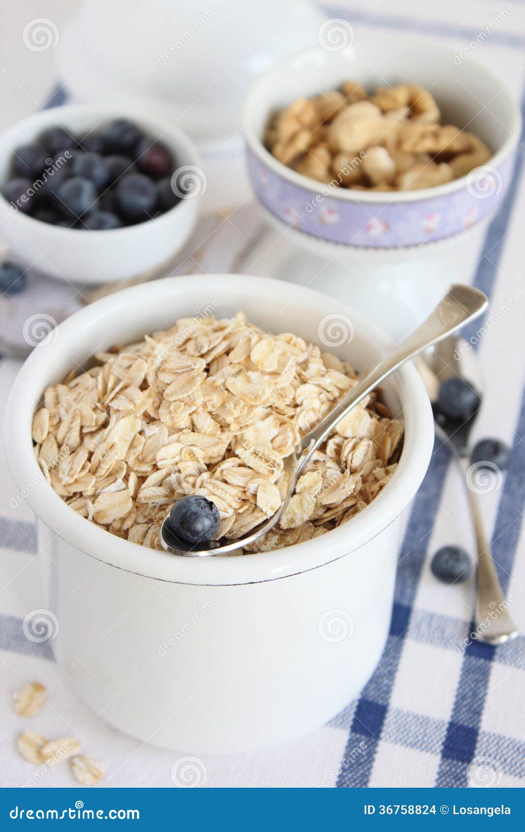 Oatmeal,blueberry and nuts stock photo. Image of antioxidants - 36758824
